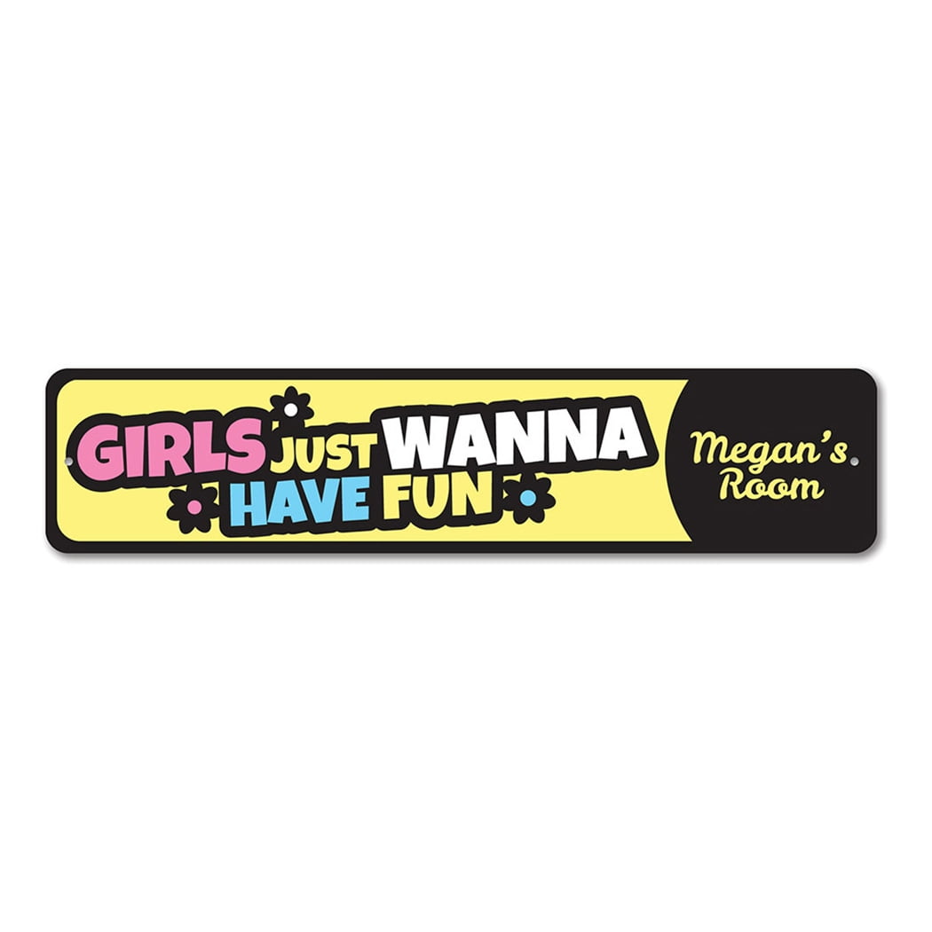 Girl Sign, Kid's Room Sign, Girls Just Wanna Have Fun Sign, Flower Sign ...