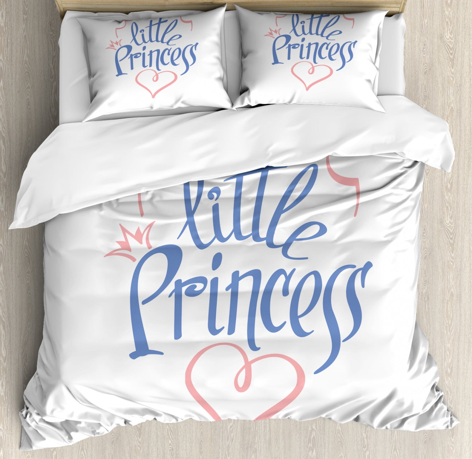 Girl Slogan Duvet Cover Set Queen Size, Little Princess in Curvy ...