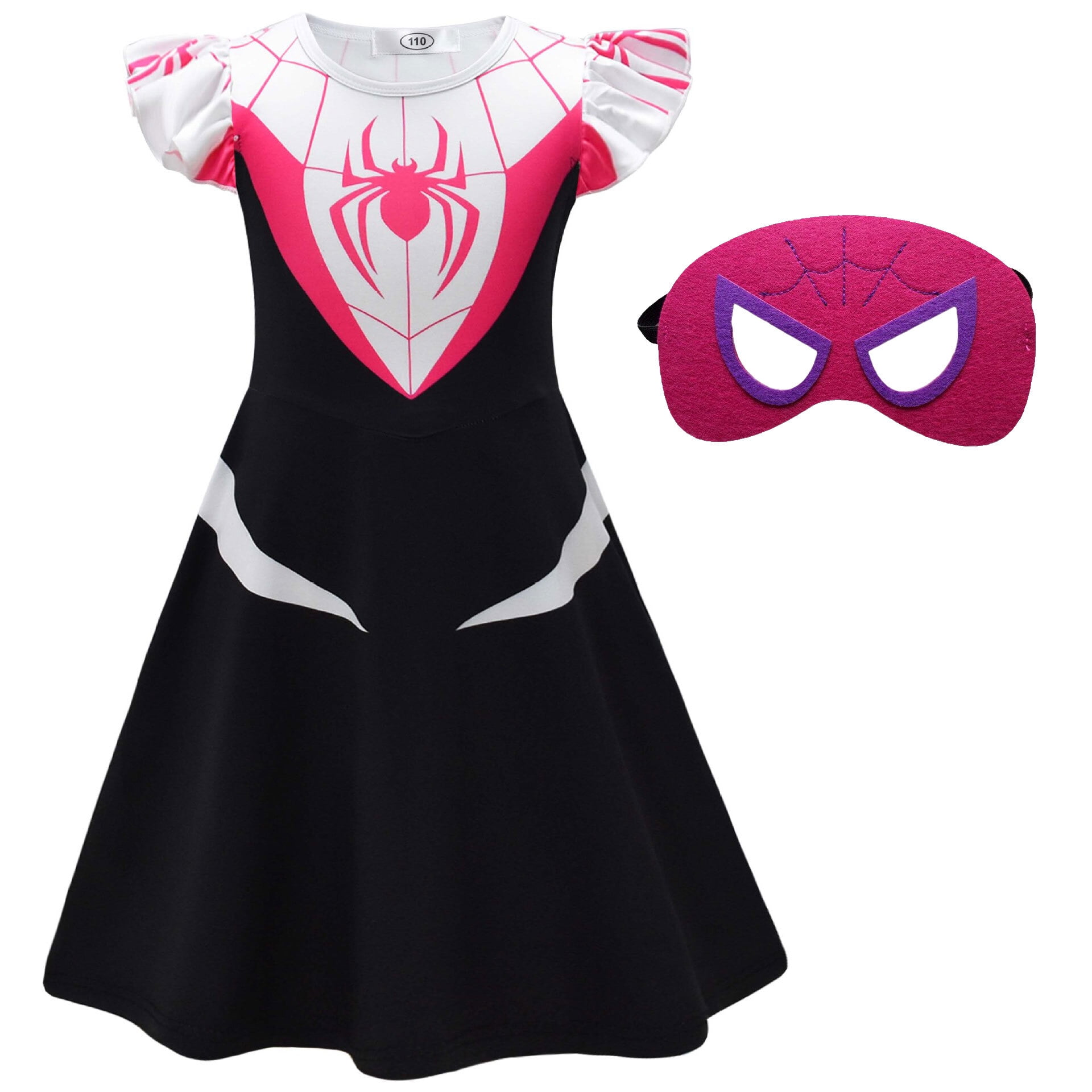 Girl Spider Costume with Mask Halloween Superhero Cosplay Outfits Set ...