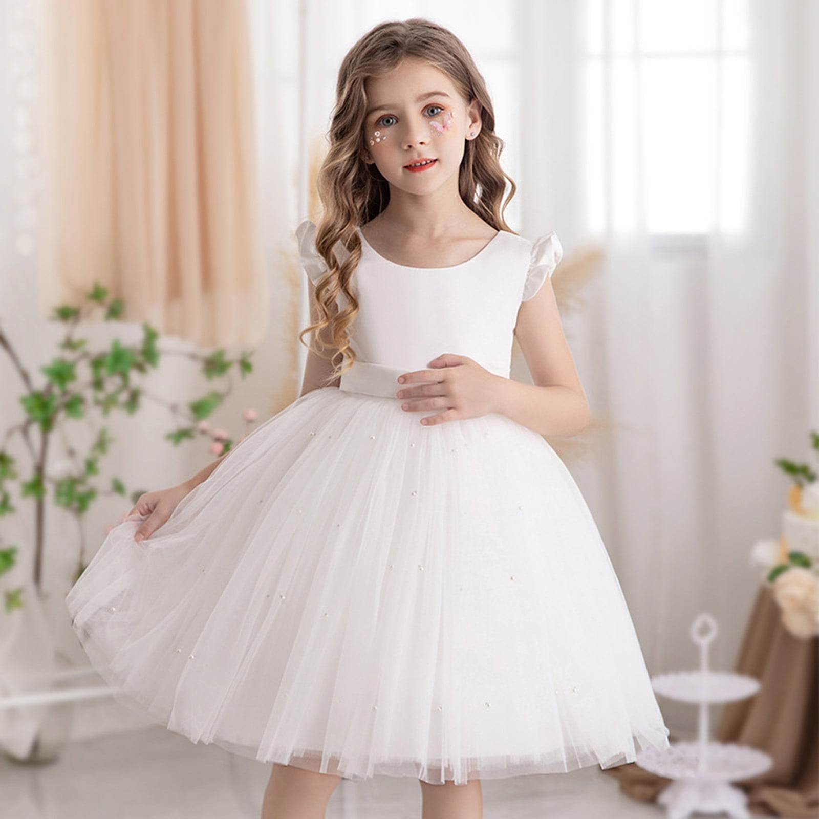 Girl Spring Dress，Girl Dress Party Gown Tulle Satin Pageant Birthday ...