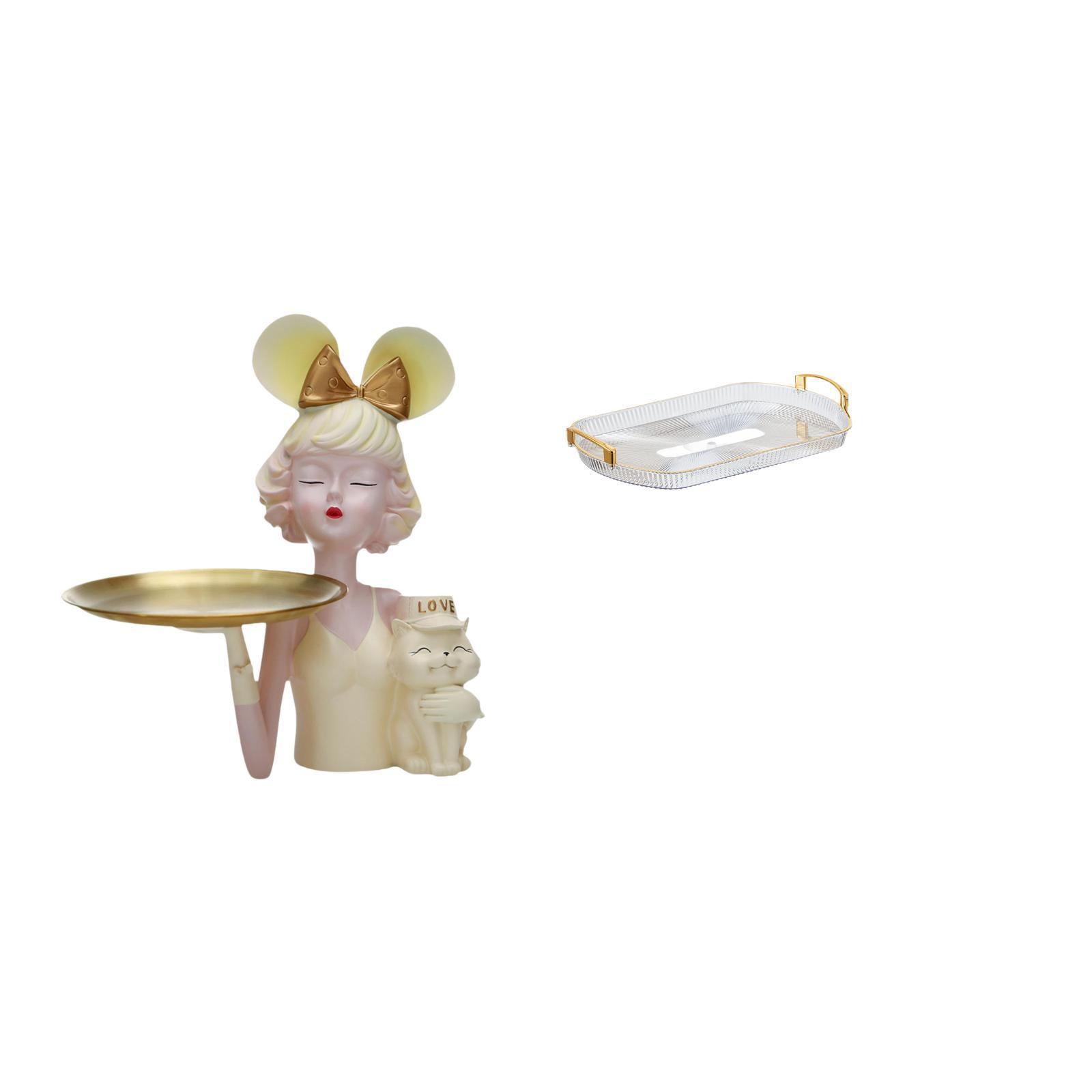 Girl Statue Key Storage Tray Organizer Resin Decorative Tray Modern Art ...