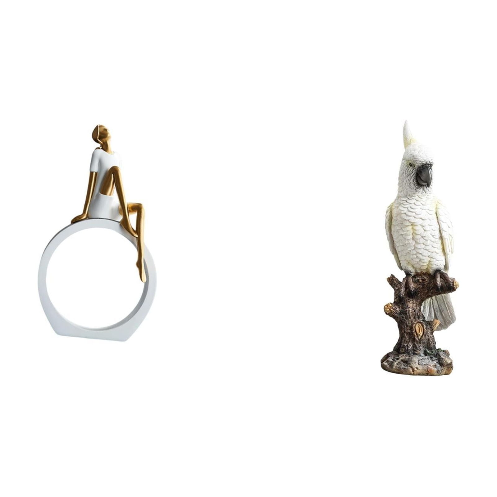 Girl Statue Parrot Figurine Abstract Sculpture Resin Construction ...