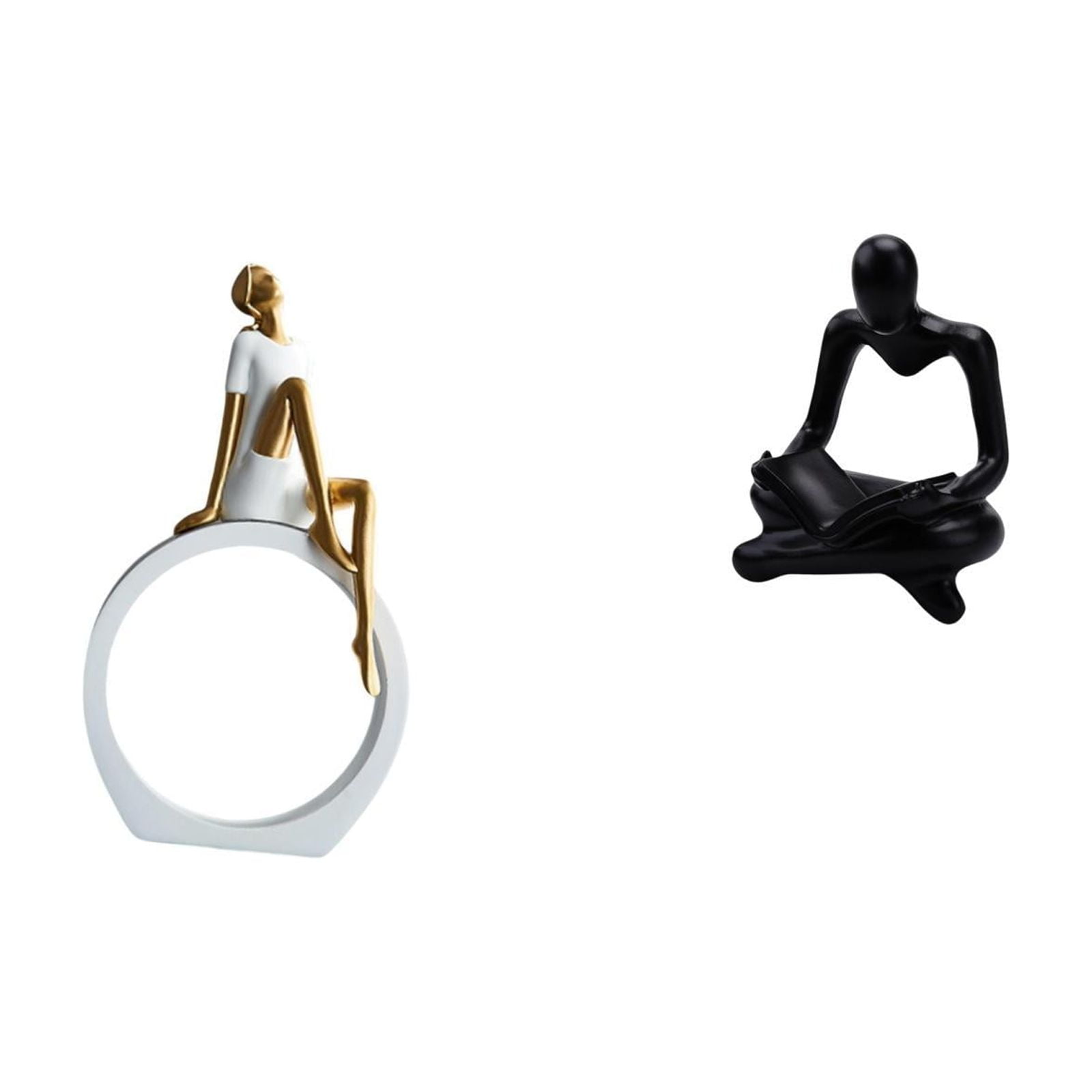 Girl Statue Women Figurine Abstract Thinker Sculpture Resin Craftwork ...