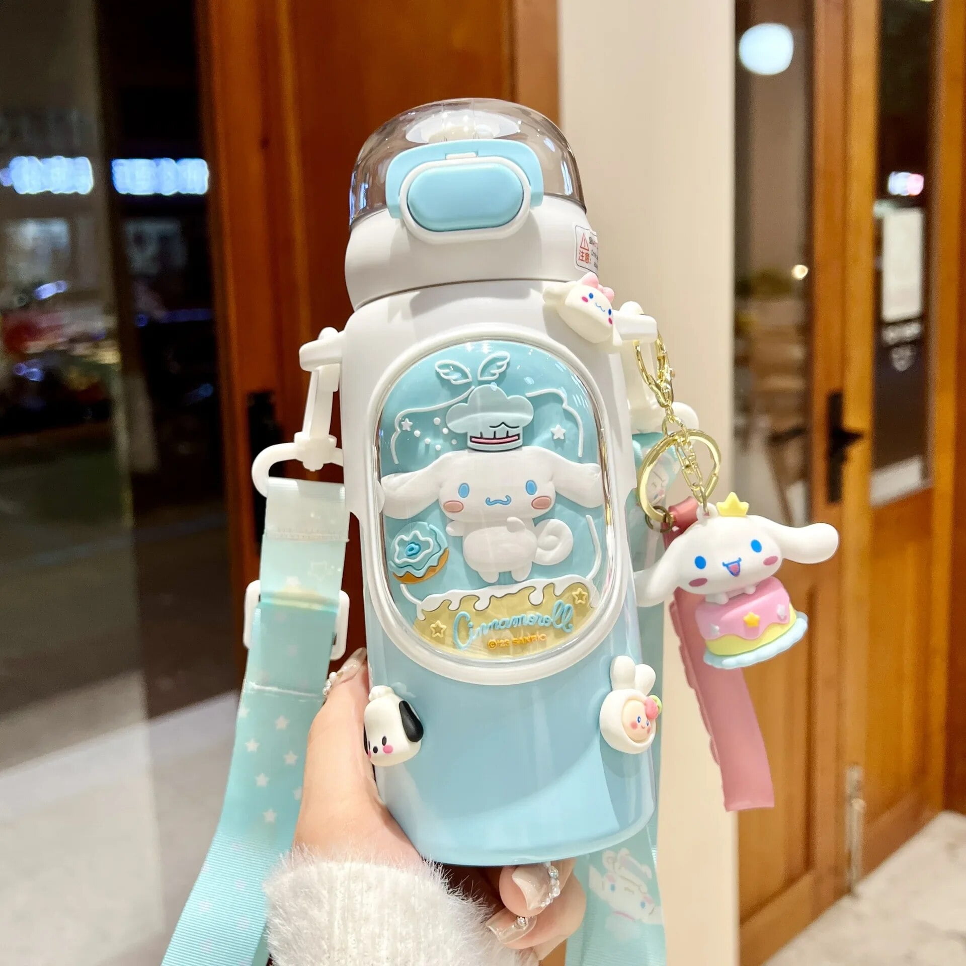 Girl Straw Kettle Crossbody Stainless Steel Kawaii 500ml Sanrio Kuromi ...