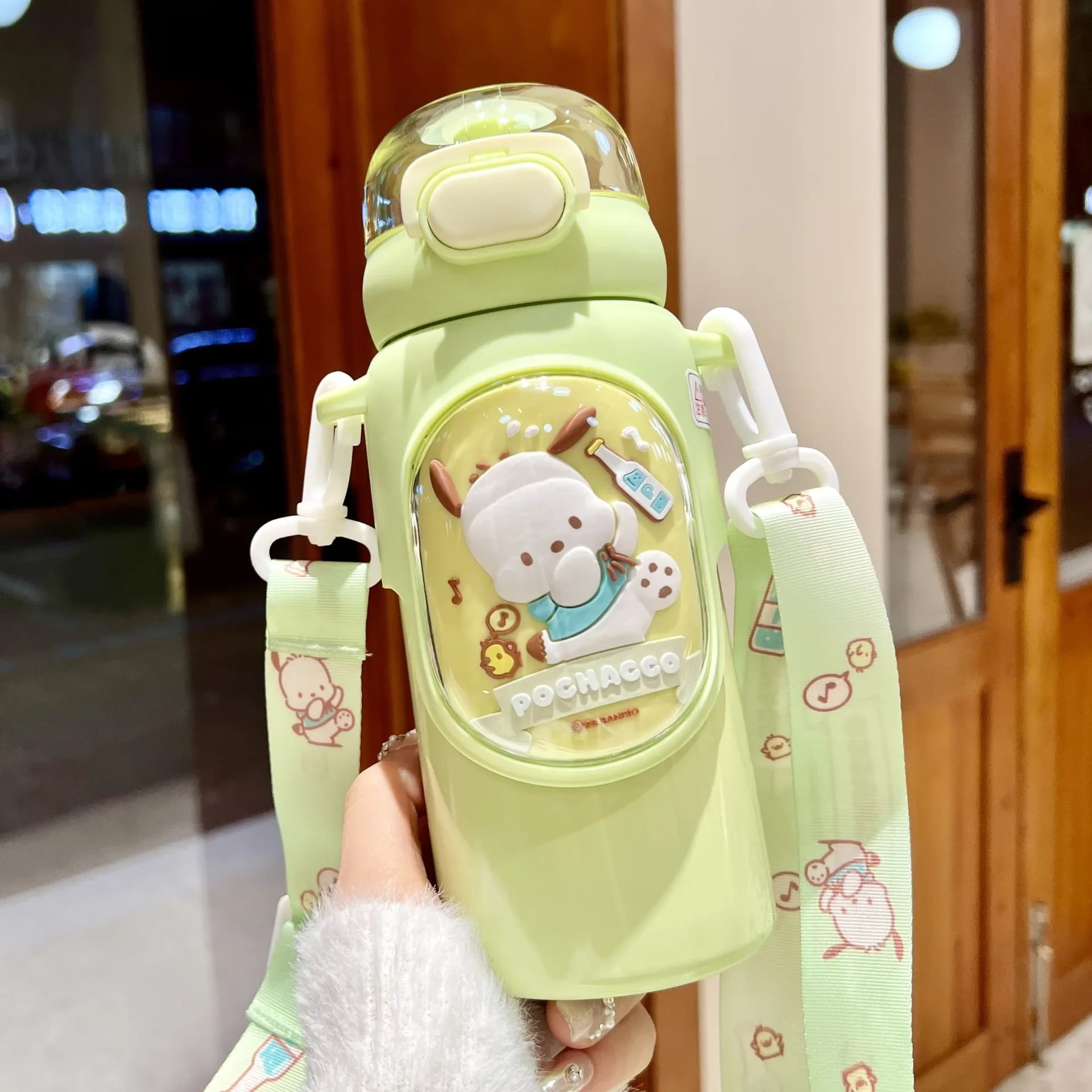 Girl Straw Kettle Crossbody Stainless Steel Kawaii 500ml Sanrio Kuromi ...