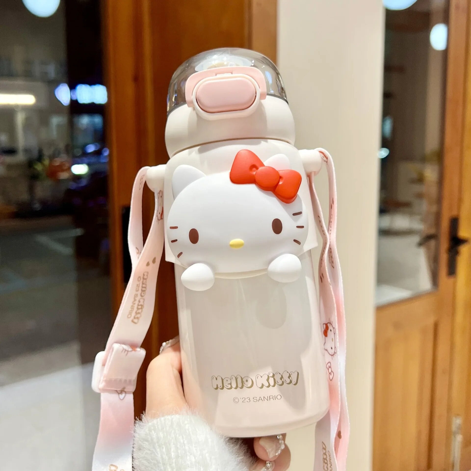 Girl Straw Kettle Crossbody Stainless Steel Kawaii 500ml Sanrio Kuromi ...