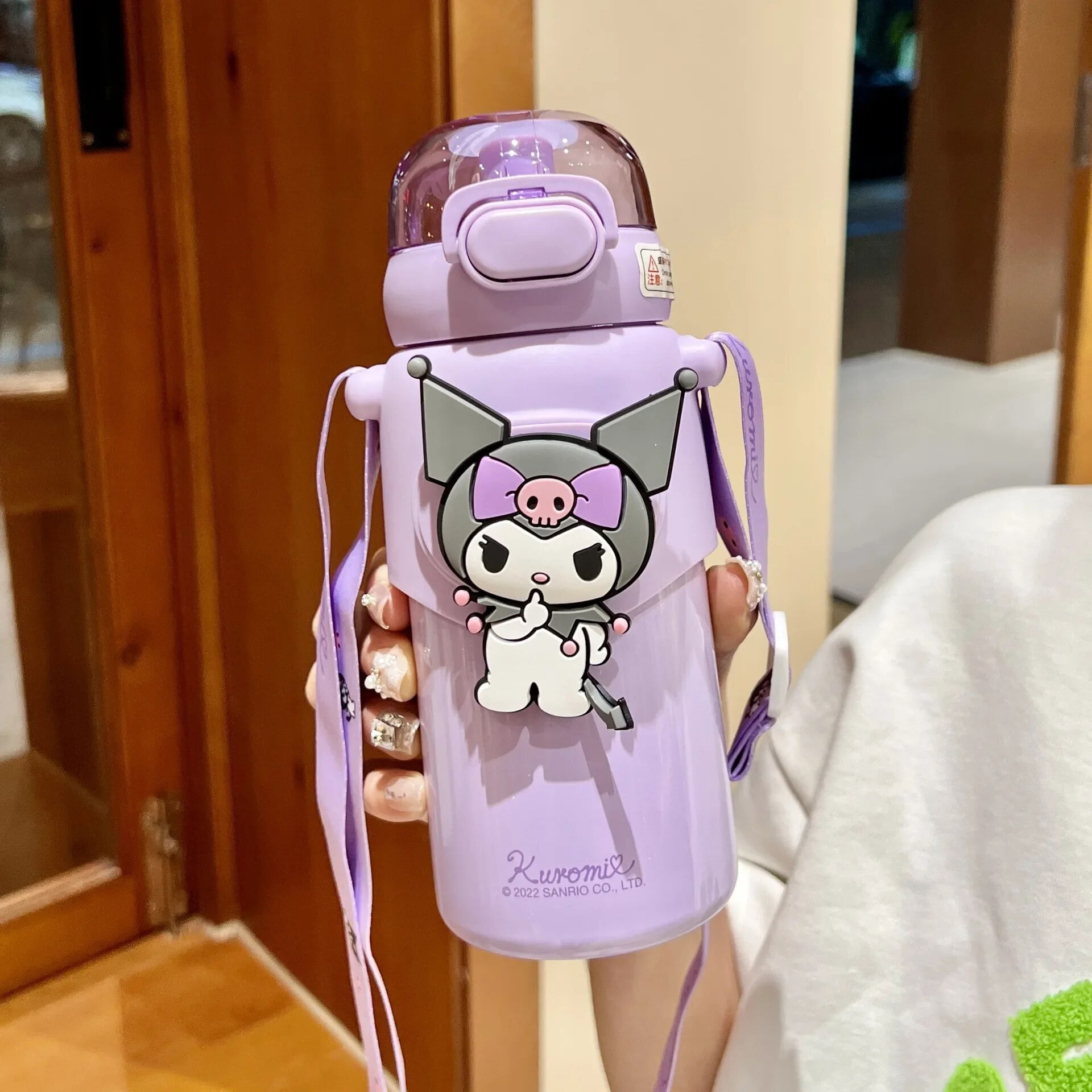 Girl Straw Kettle Crossbody Stainless Steel Kawaii 500ml Sanrio Kuromi ...
