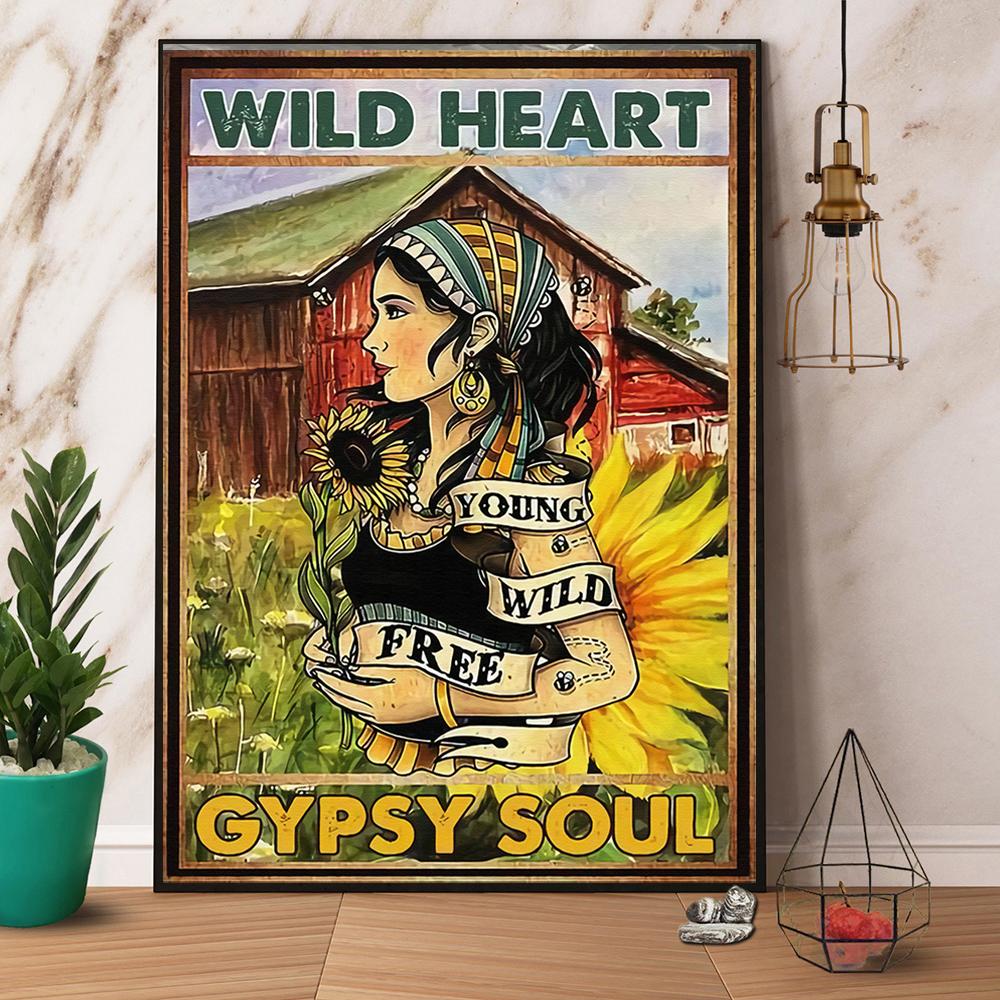 Girl & Sunflower Wild Heart Gypsy Soul Paper Poster No Frame Matte Wall ...