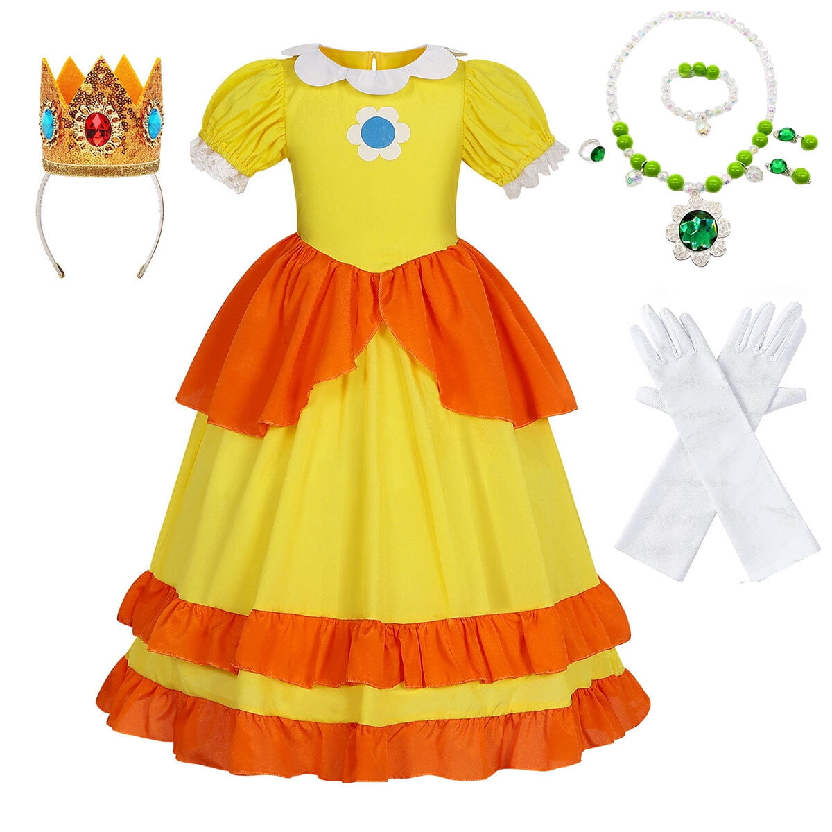 Girl Super Brother Peach Costume Halloween Party Cosplay Fancy Dress Up ...