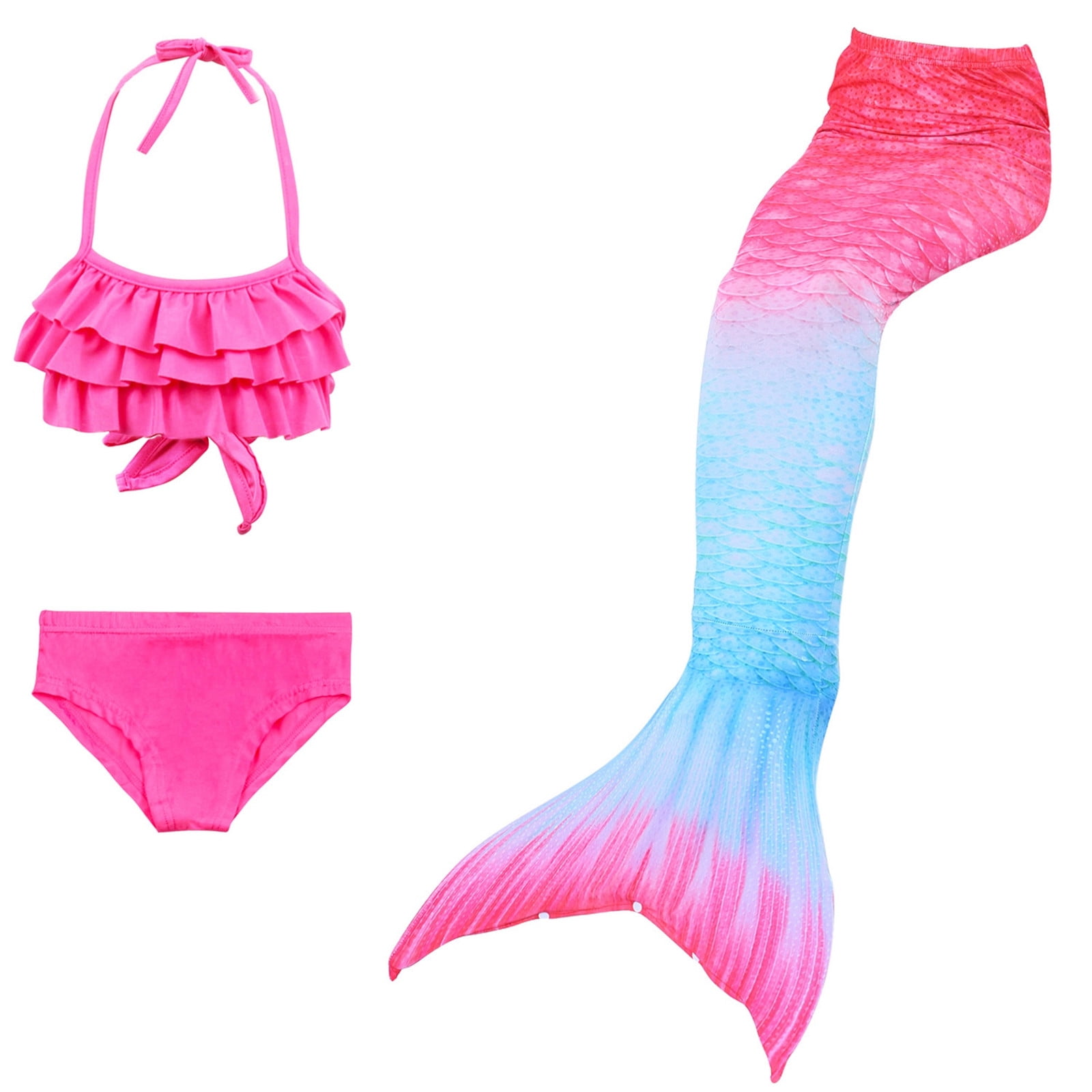 Girl Swimsuit Toddler Tie Dye Fish Scale Bikini Outfits Gradient ...