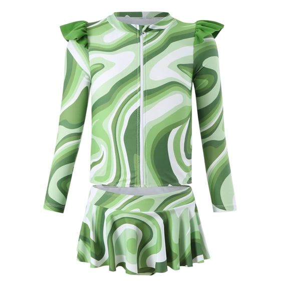 Girl Swimsuits Style Long Sleeve Two Piece Girls Swimwear For Beach And ...