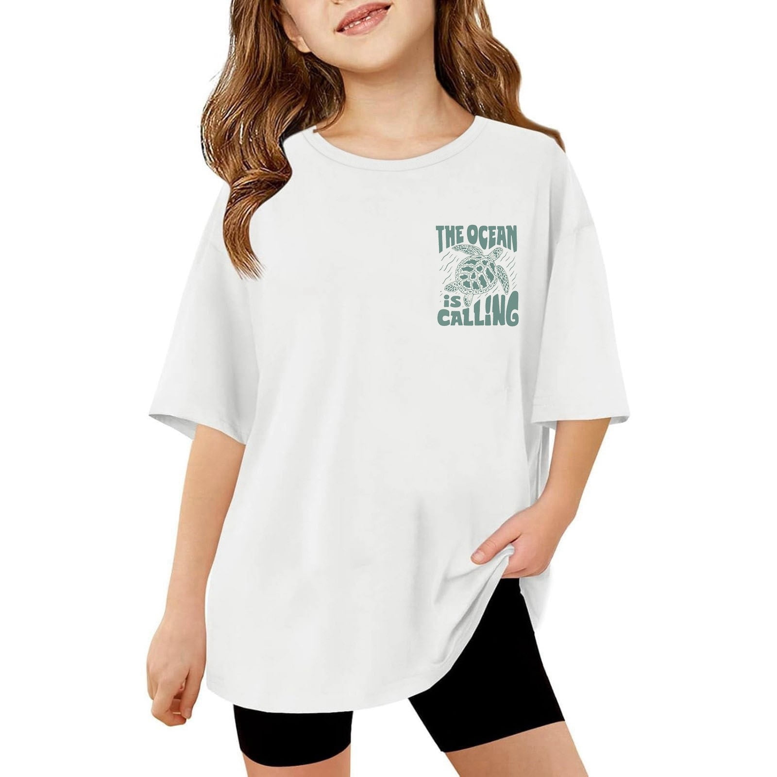 Girl Tops Size 7-8 Crew Neck Girls Tops Short Sleeve Back To School ...