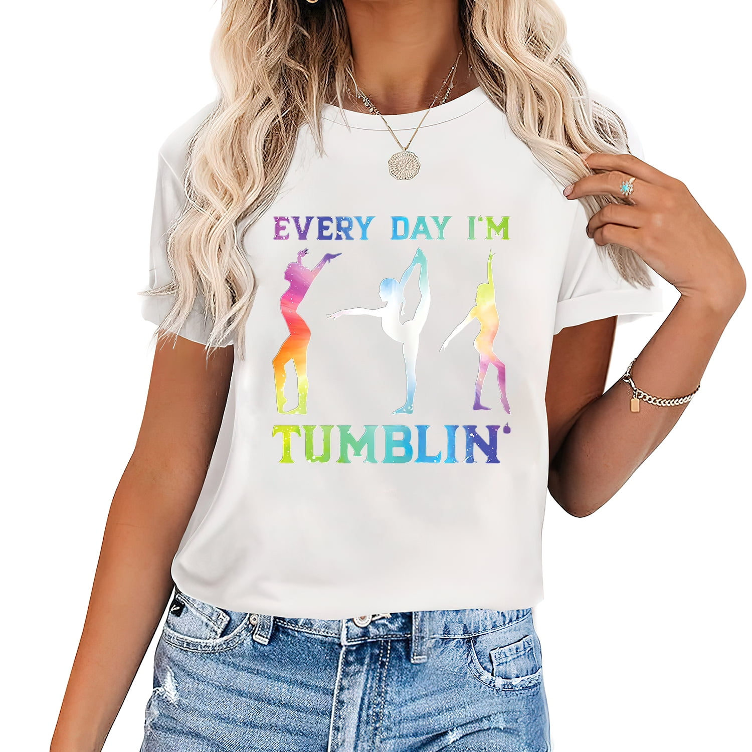 Girl Tumbling Gear Gymnast Gymnastics Funny Tumbler Tie Dye T-Shirt ...