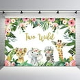 Girl Two Wild Backdrop Jungle Safari Animals 2nd Birthday Background ...