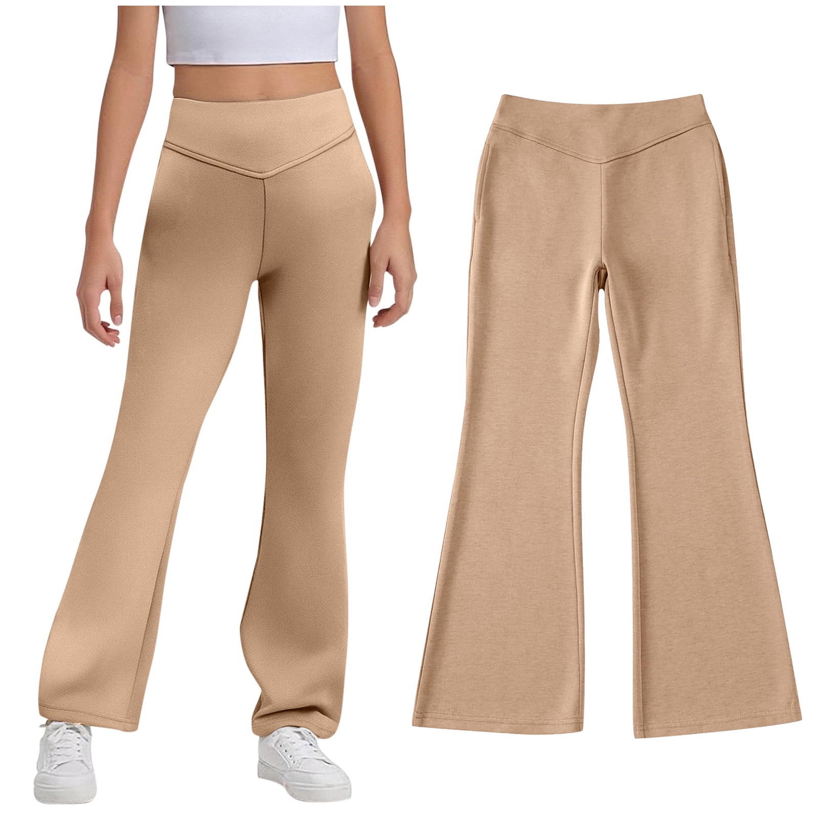 Girl Uniform Pants Skinny Pants Stretch Pants with Pockets Flare Leg ...