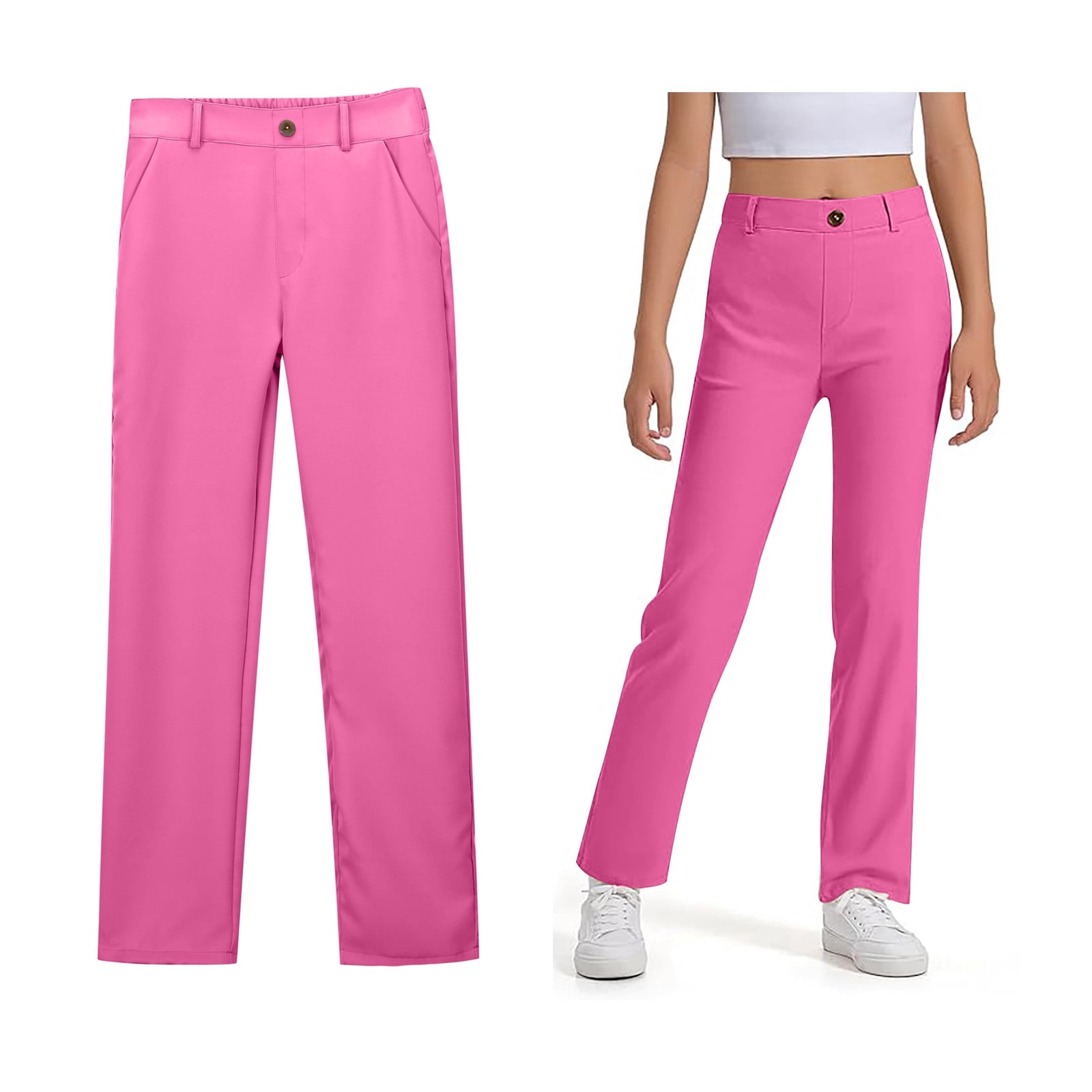 Girl Uniform Pants Skinny Pants Stretch Pants with Pockets Straight ...