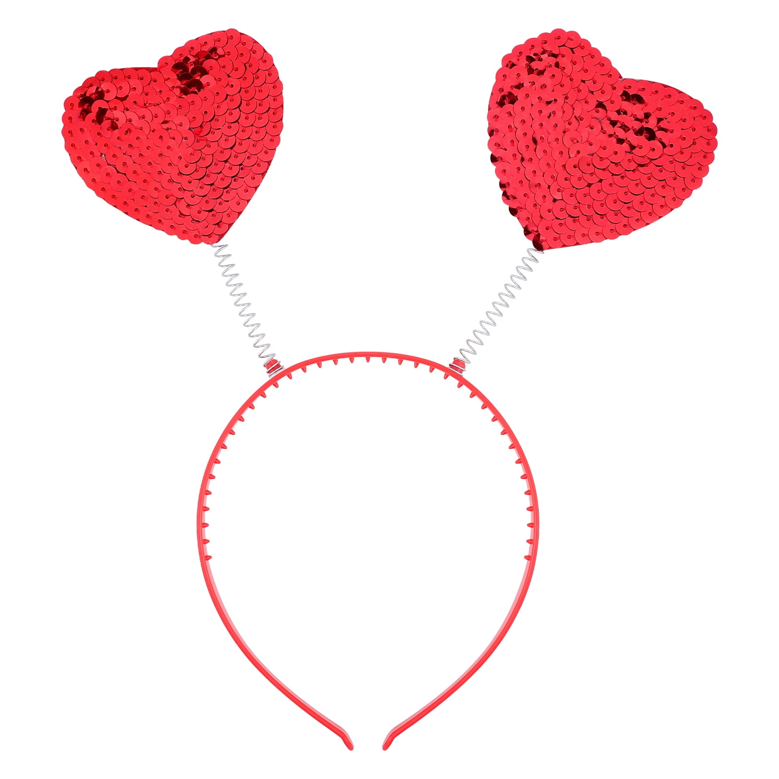 OUNONA Valentine Headband with Red Sequin Heart Shape Decoration, Party ...