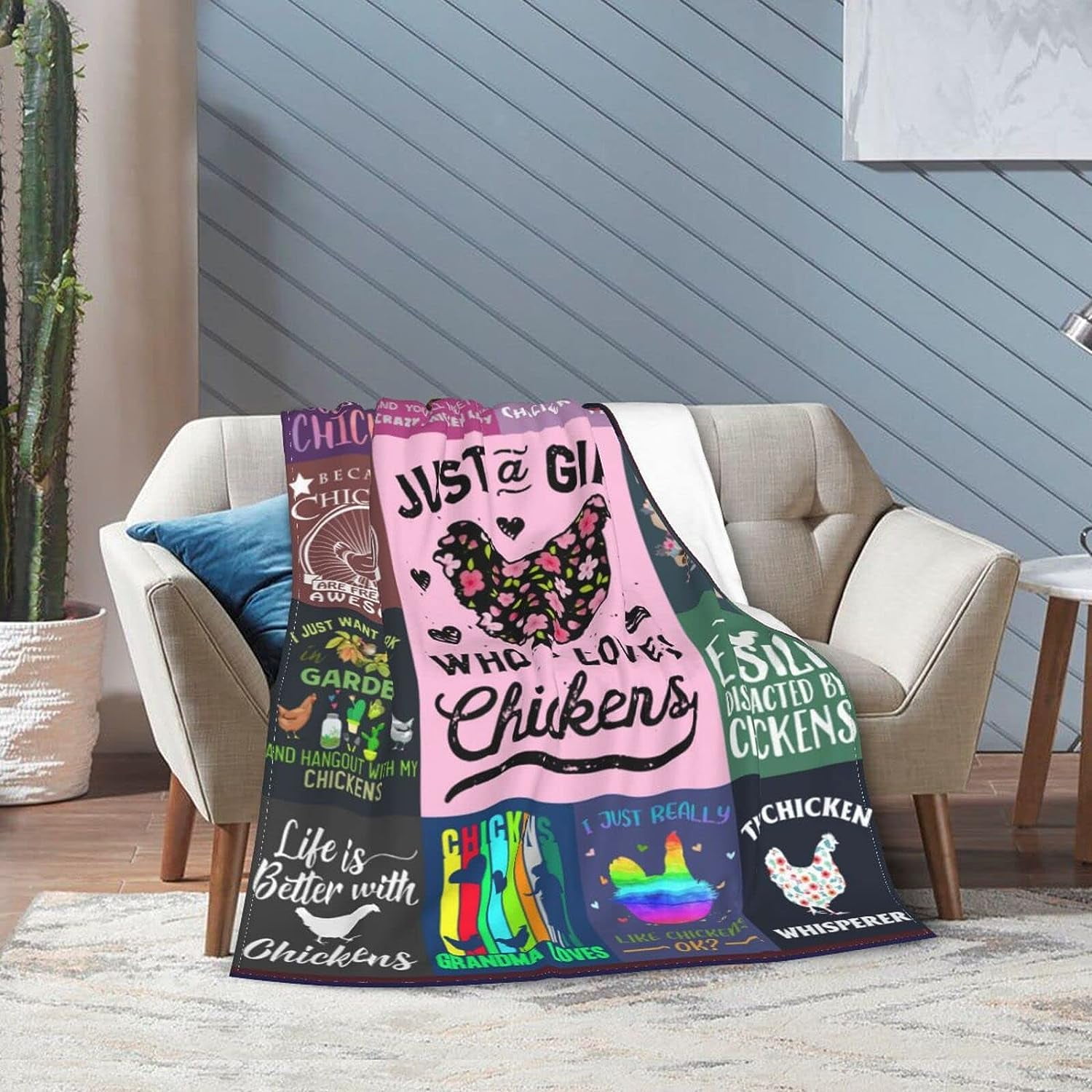 Girl Who Loves Chicken Flannel Blankets for All Season, Lightweight ...