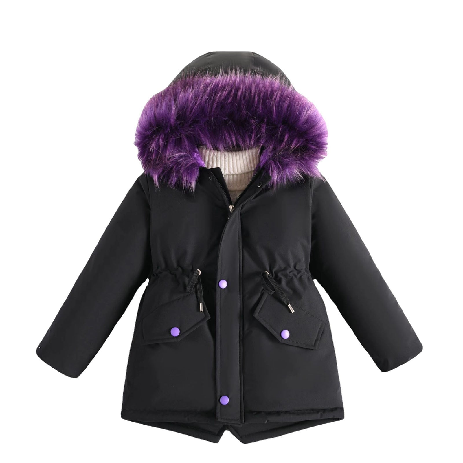 Girl Winter Coats Heavyweight Hooded Puffer Jacket Kid Parka Snow Outwear(Size:8-9 Years ...