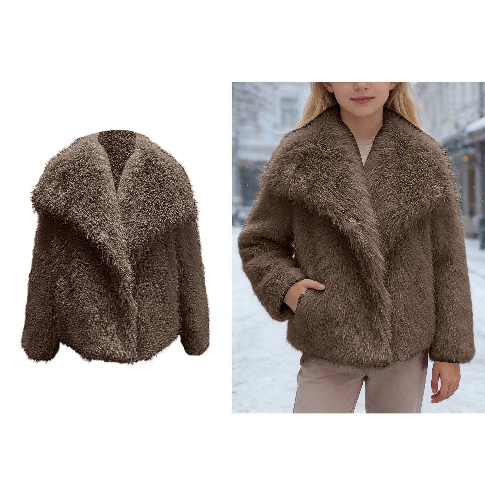 Girl Winter Jacket Coffee Fluffy Jacket for Girls Jacket Girls Cozy ...