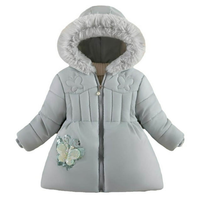 Girl Winter Jackets Long Printed Floral Heavyweight Hooded Puffer ...