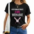 Girl With Bat Baseball Graphic Cotton T-Shirt Women Adult Soft ...