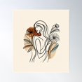 Girl With Flowers - Line Art Poster Wall Art Bedroom Wall Art - Walmart.com