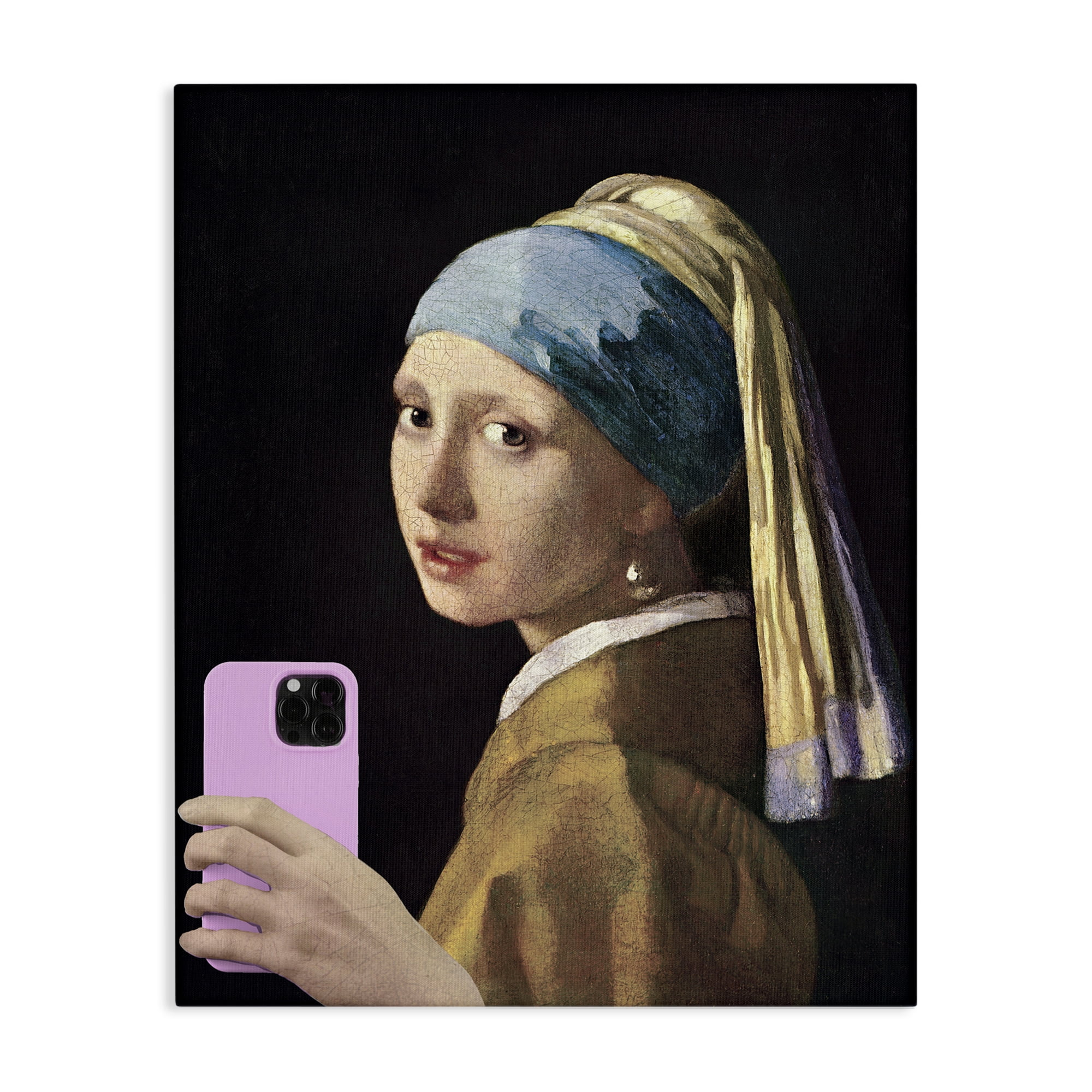 Girl With Pink Phone Funny Canvas Wall Art, design by Masters Redux ...