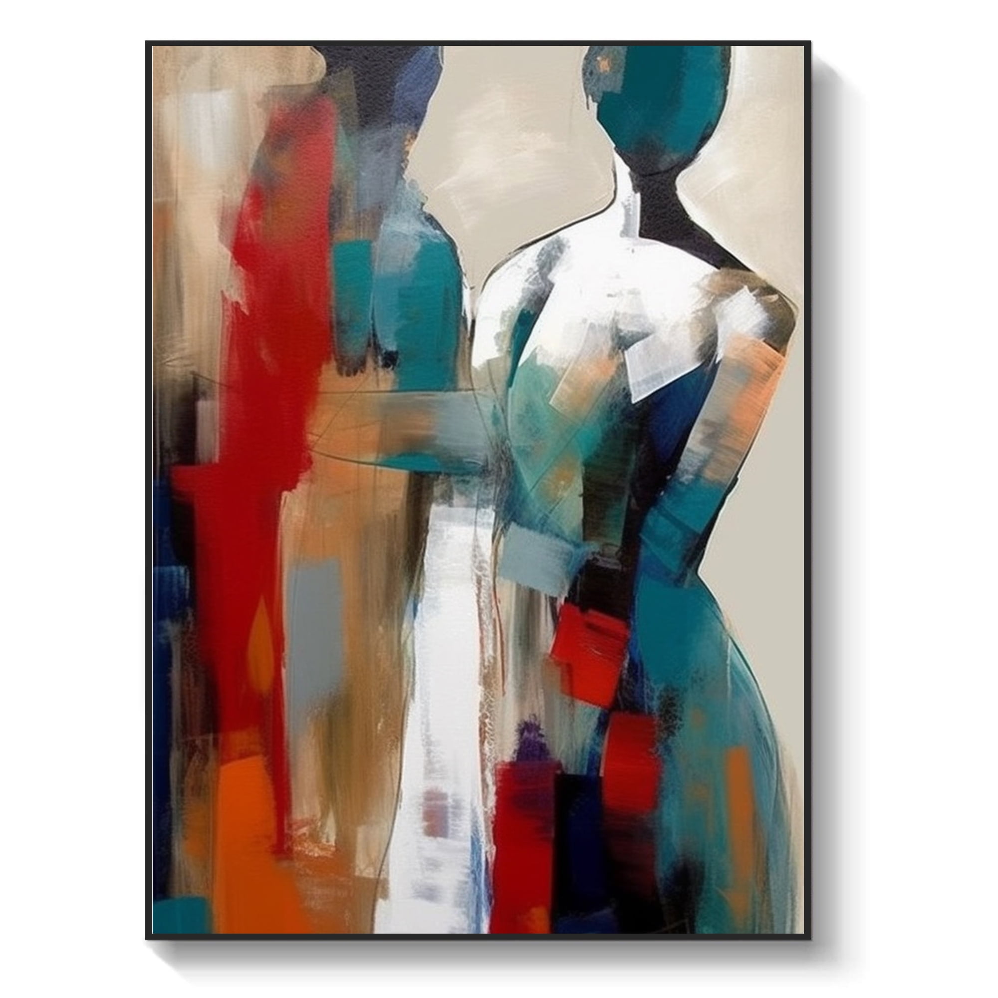 Woman in evening dress, 100% handmade texture painting, abstract ...