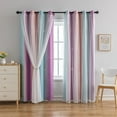 Girl and Curtains for Rainbow Ombre Double Layer Cute Shot Darkening ...