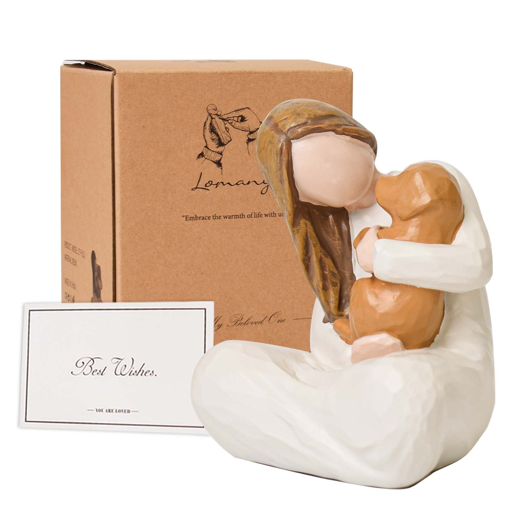 Lnrkai, Girl and Dog Figurines, 2.7"x2.5"x3.1" Resin Pet Memorial Gift ...