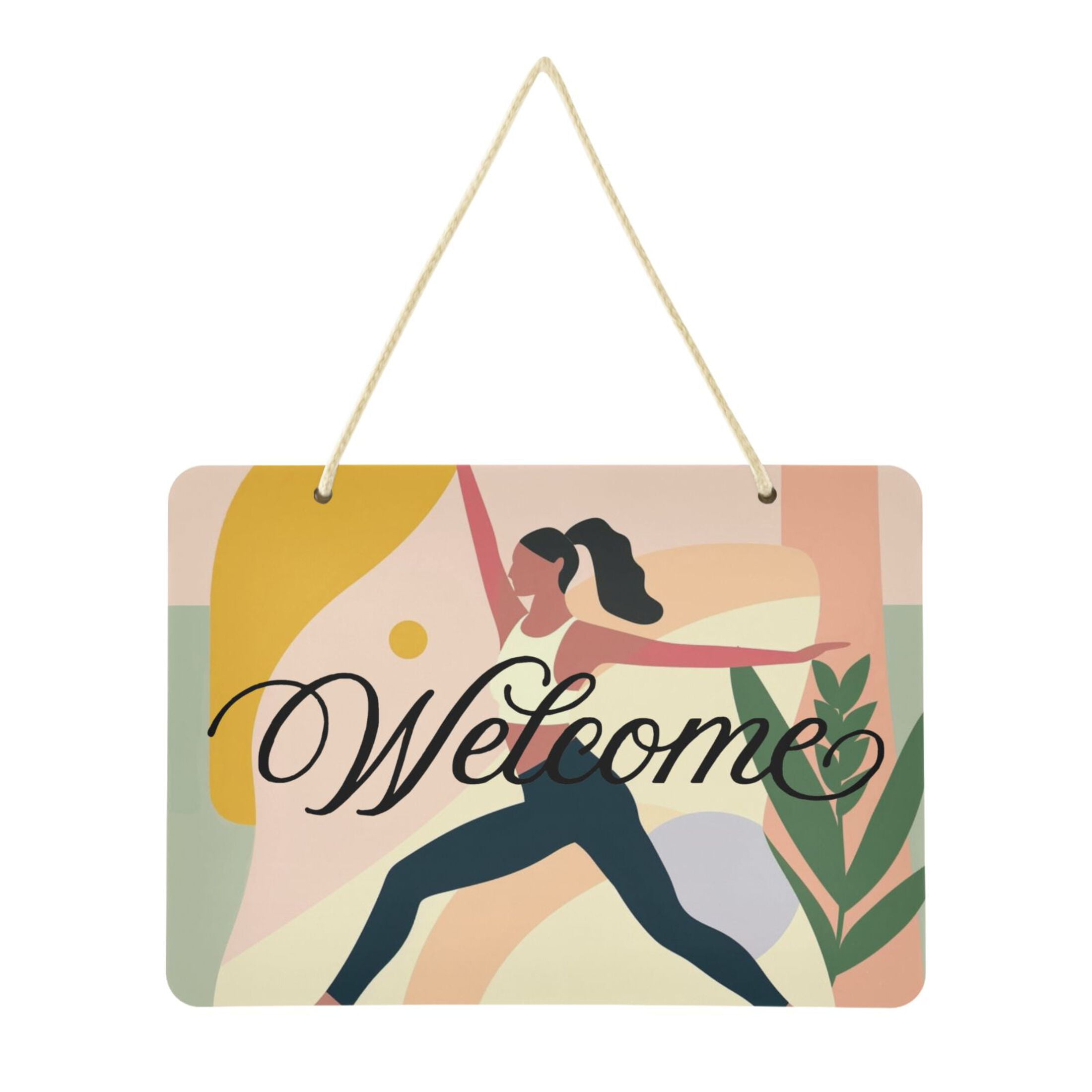 Girl in Sports Welcome Sign Front Door PVC 14x10 inch Hanger Hello Sign ...