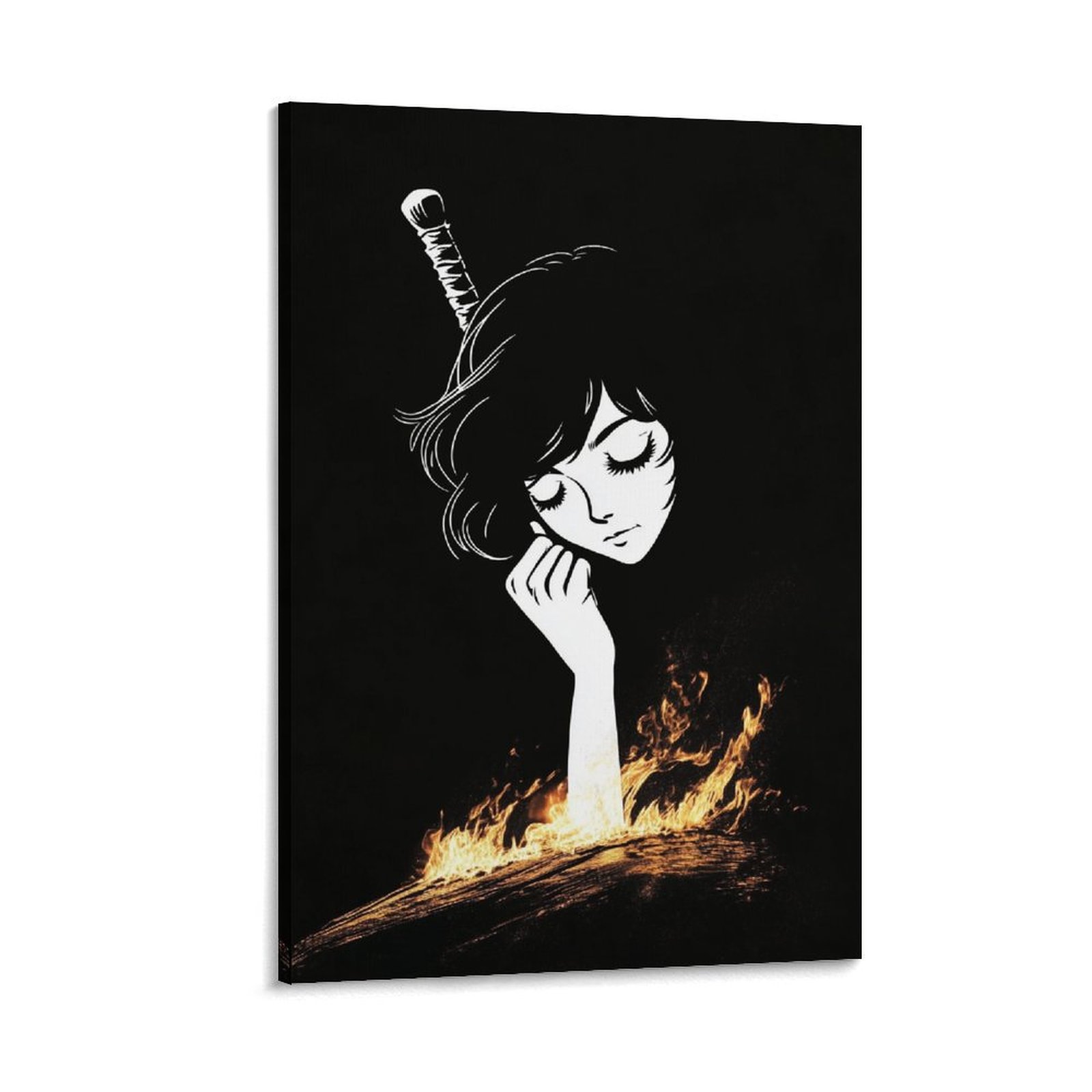 Girl in Thought Artwork Poster Decorative Painting Canvas Wall Art ...