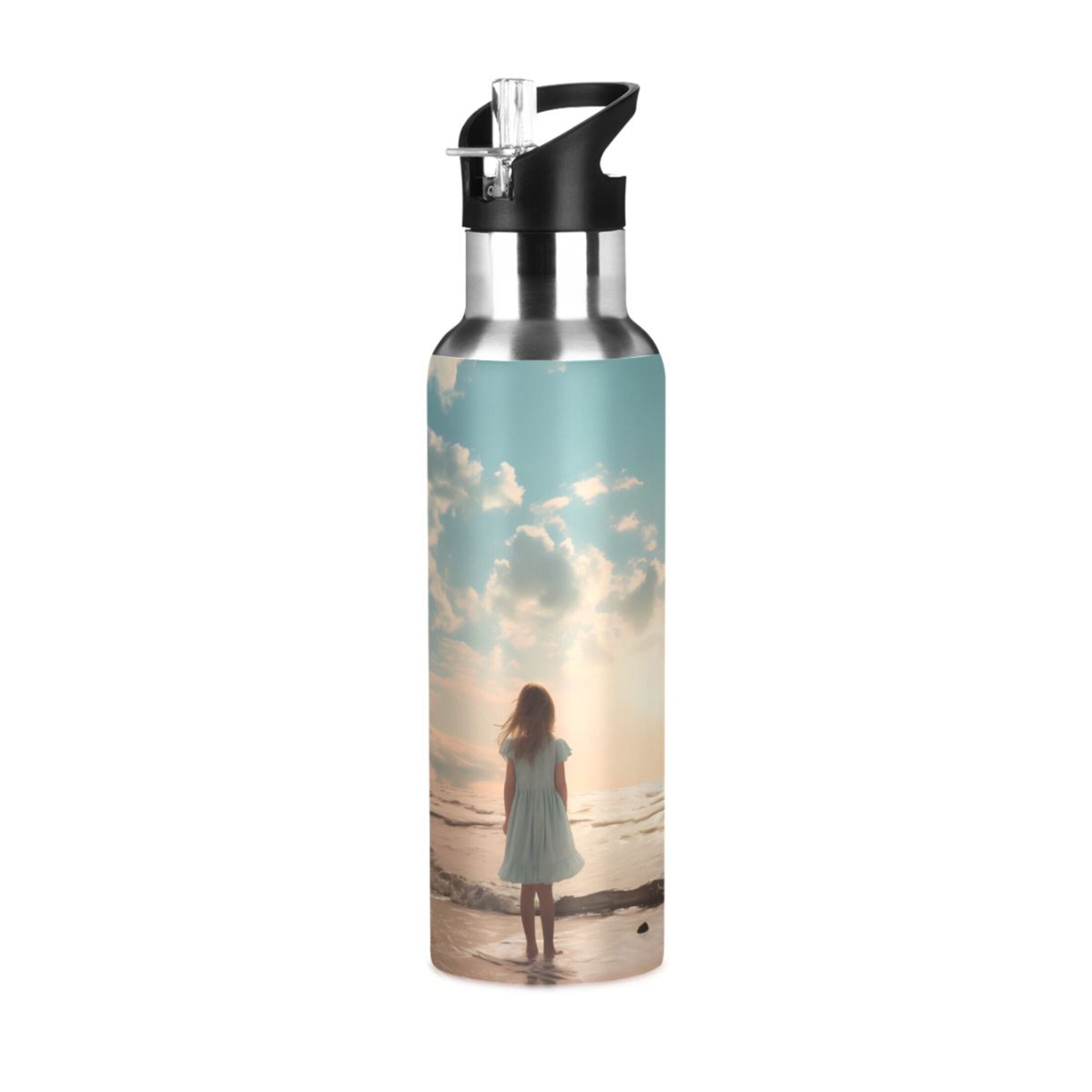 Girl on Beach Water Bottles Insulated Thermos Kids Stainless Steel ...