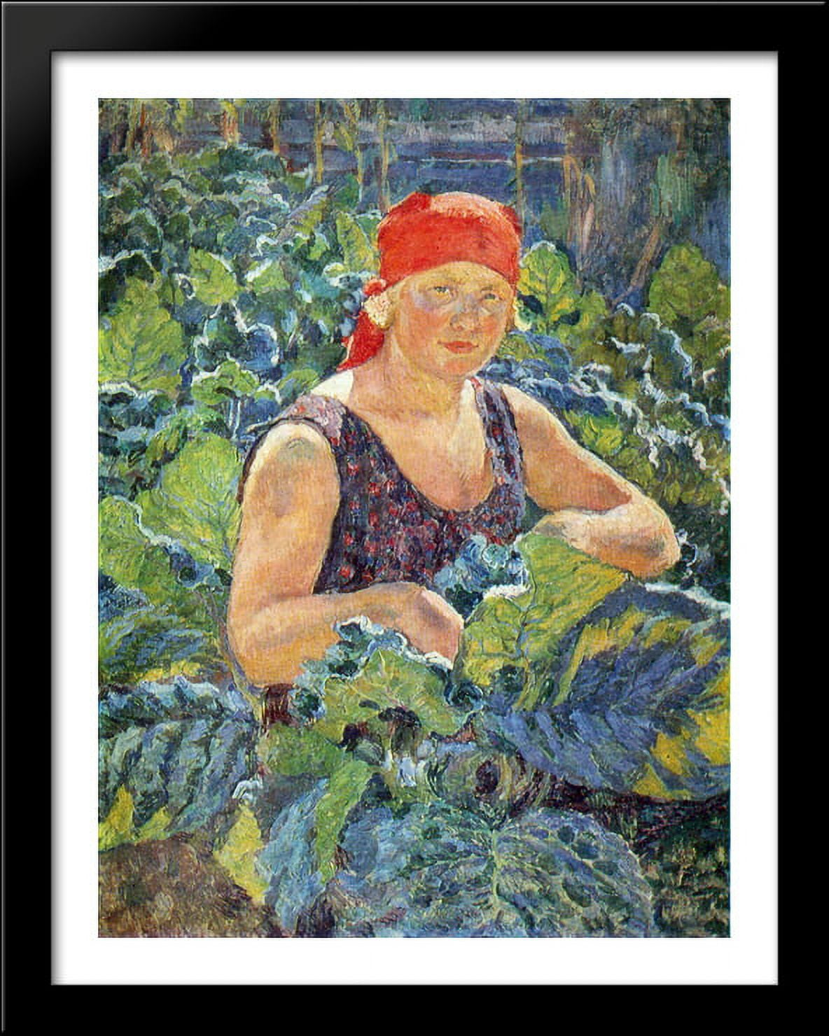 Girl on the tobacco plantations 28x36 Large Black Wood Framed Print Art by Ilya Mashkov ...