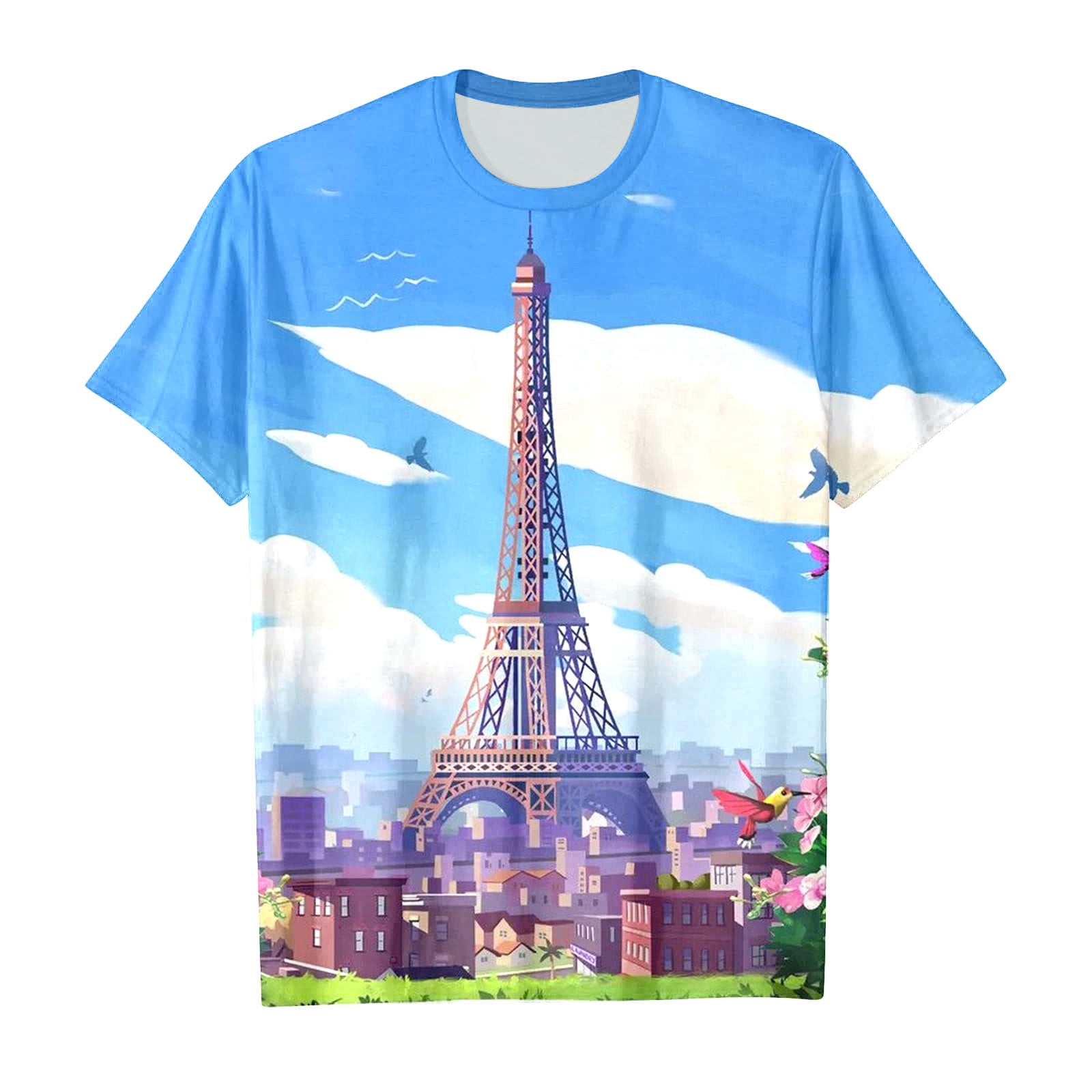 Girl's 2024 Paris Graphic Tees Short Sleeve Round Neck Summer T Shirt ...