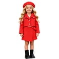 Girl's 3 Piece Outfits Pearl Buttons Cropped Blazer Jacket and Bow Mini ...