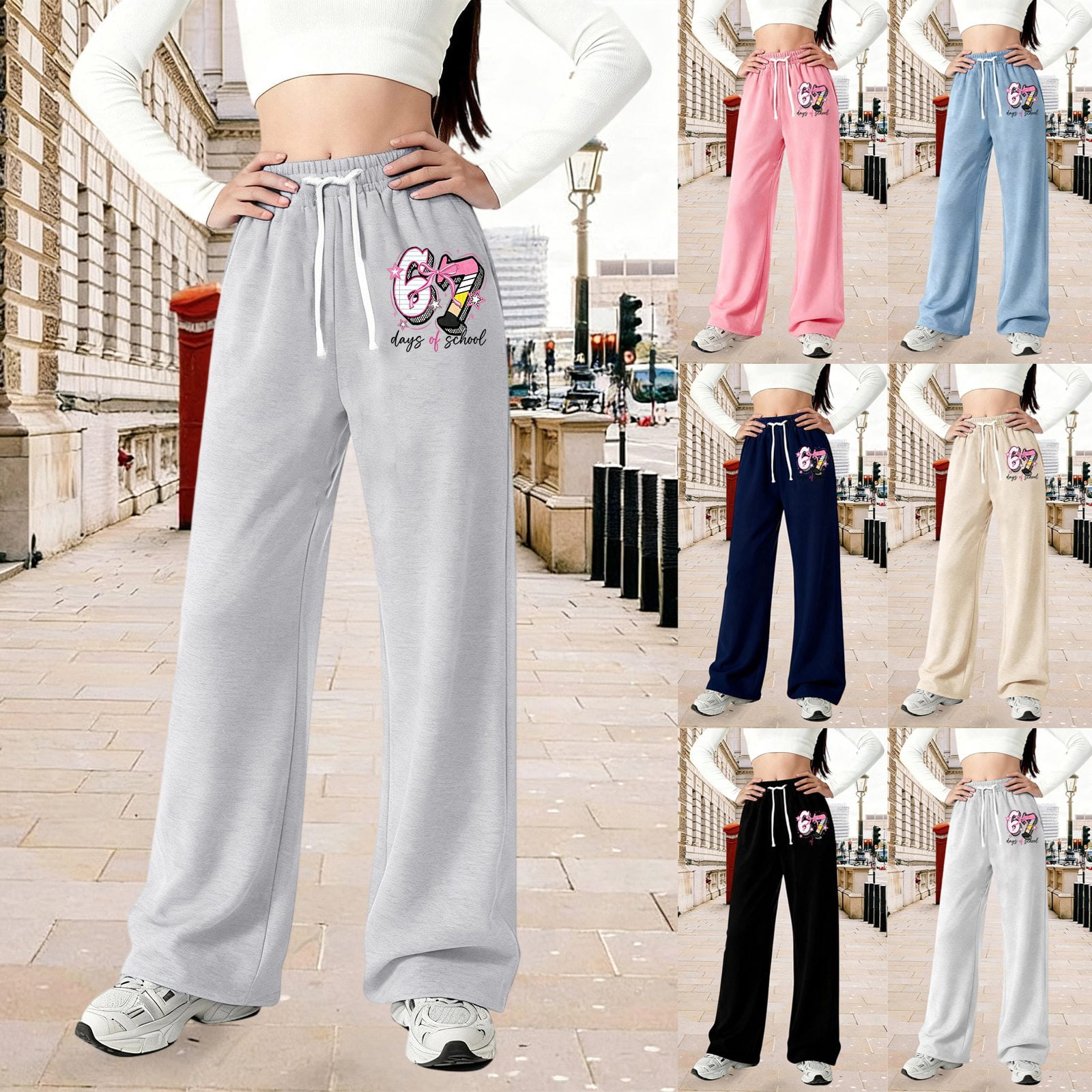 Girl's 67 Baggy Sweatpants Days Of School 6 7 Six Seven Lightweight ...
