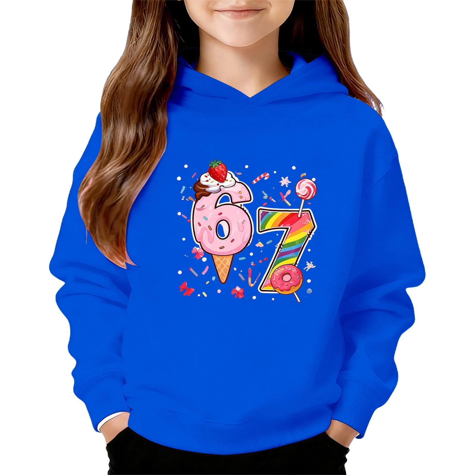 Girl's 67 Hoodies 6 7 Sweatshirts Crew Neck Long Sleeve Pullovers ...