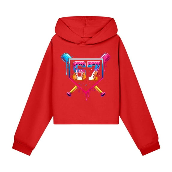 Girl's 67 Hoodies Sweatshirt Crew Neck Drop Shoulder Long Sleeve Cute ...