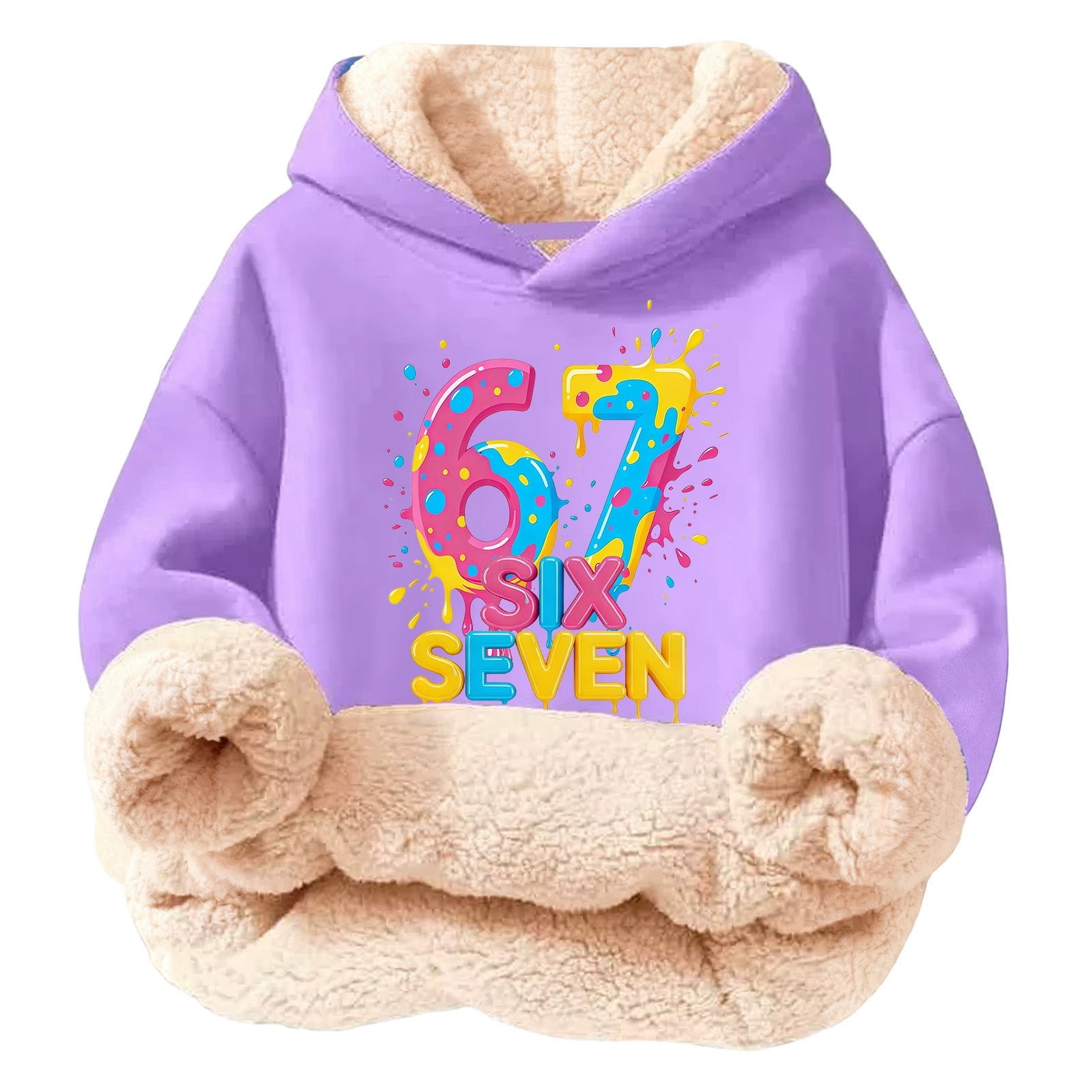 Girl's 67 Hoodies Sweatshirt Crew Neck Long Sleeve Pullovers Graphic ...