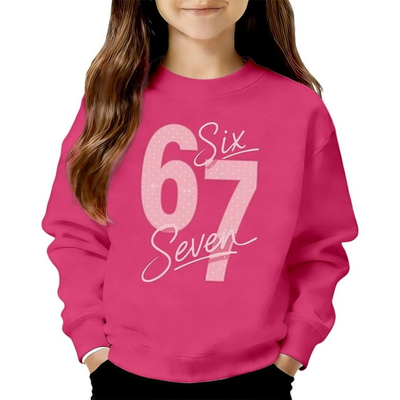 Girl's 67 Meme Hoodie Loose Preppy Lightweight 6 7 Meme Pullover St ...