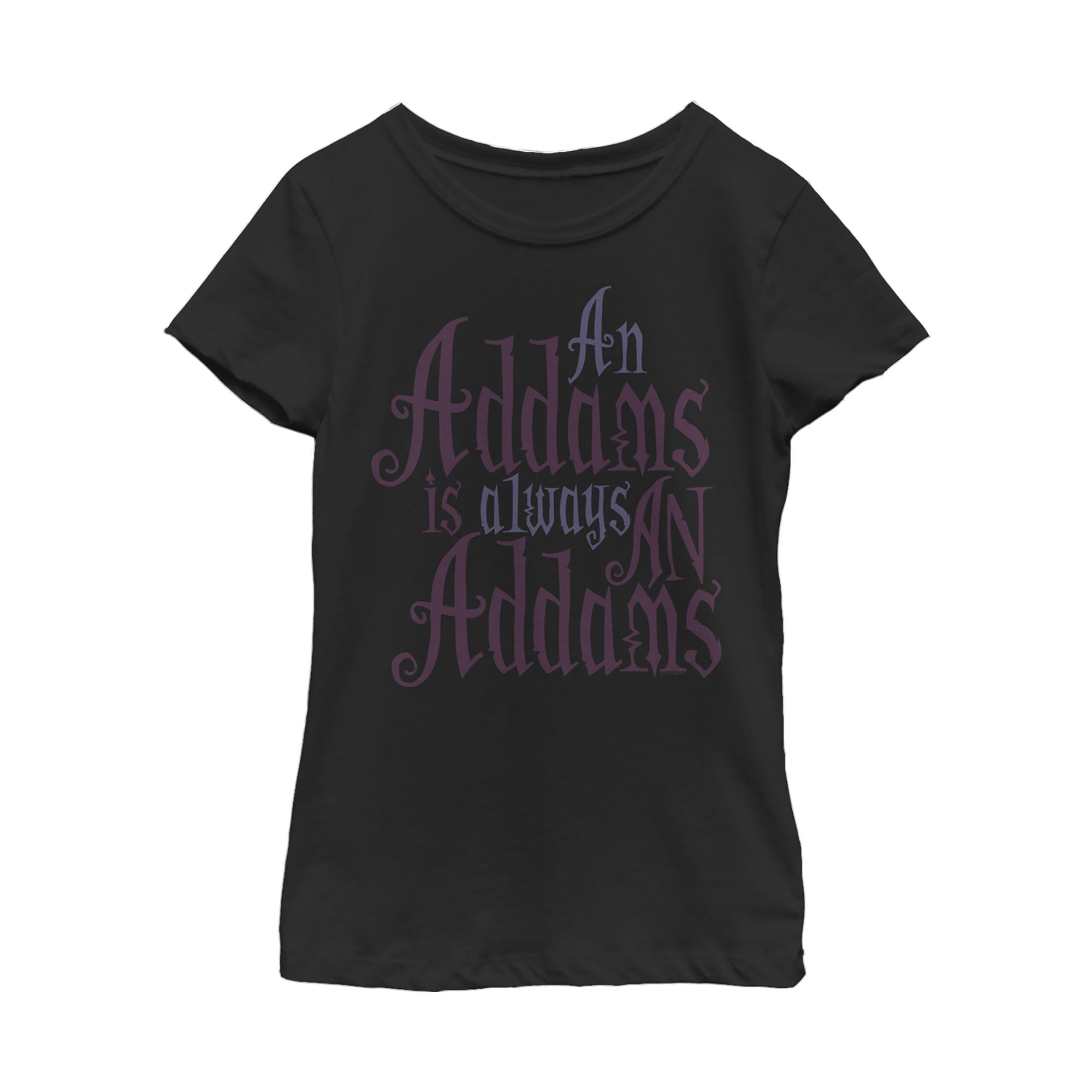 Girl's Addams Family Always An Addams Motto Graphic Tee Black Small ...