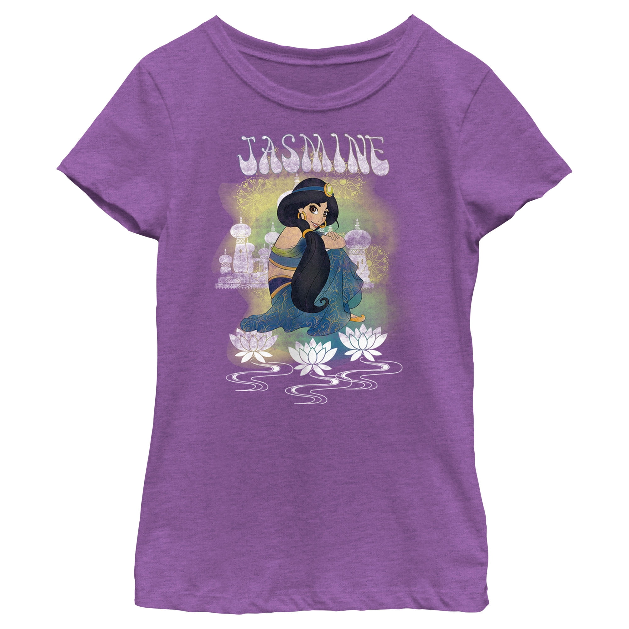 Girl's Aladdin Distressed Jasmine Graphic Tee Purple Berry Medium ...