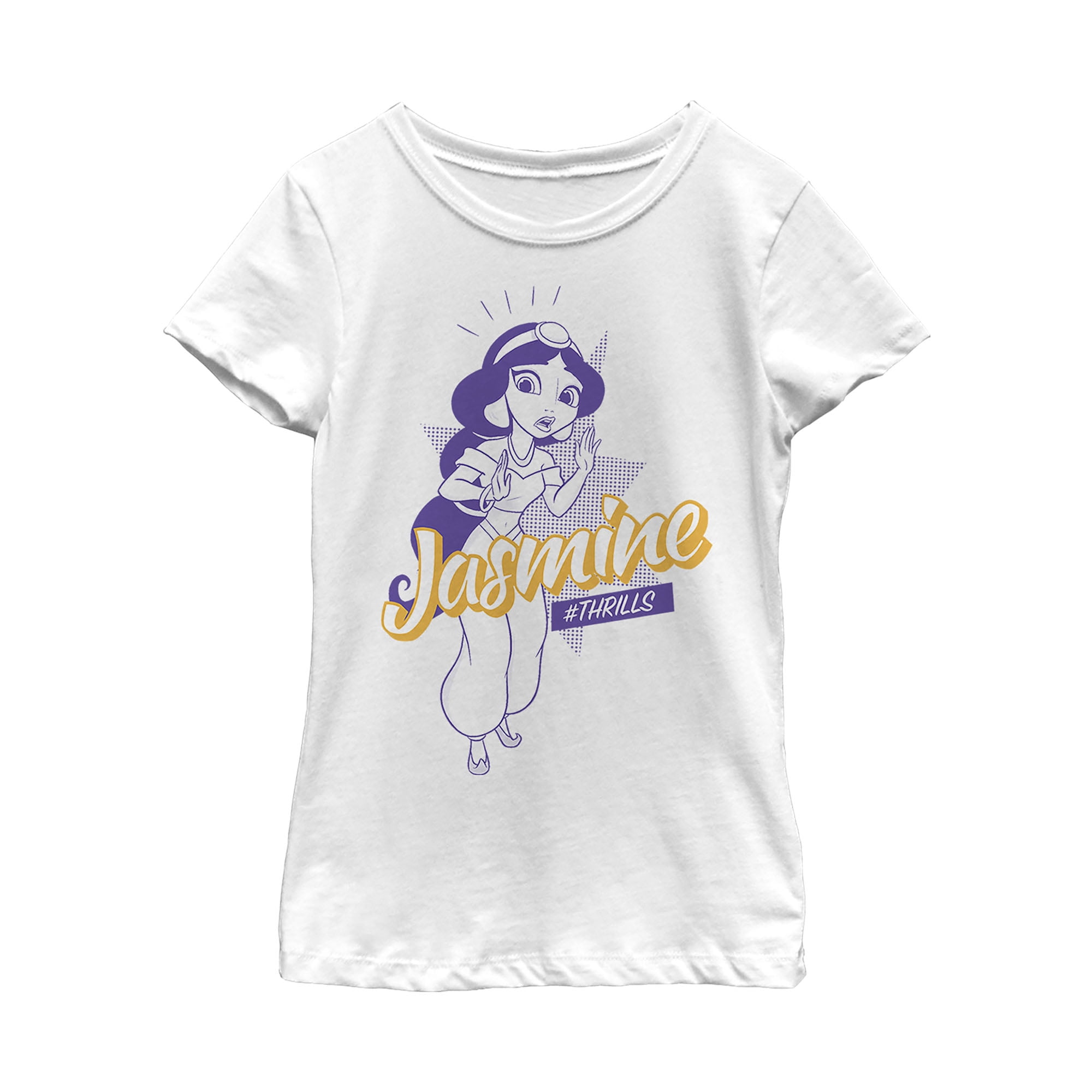 Girl's Aladdin Jasmine Thrills Pop Art Graphic Tee White X Small ...
