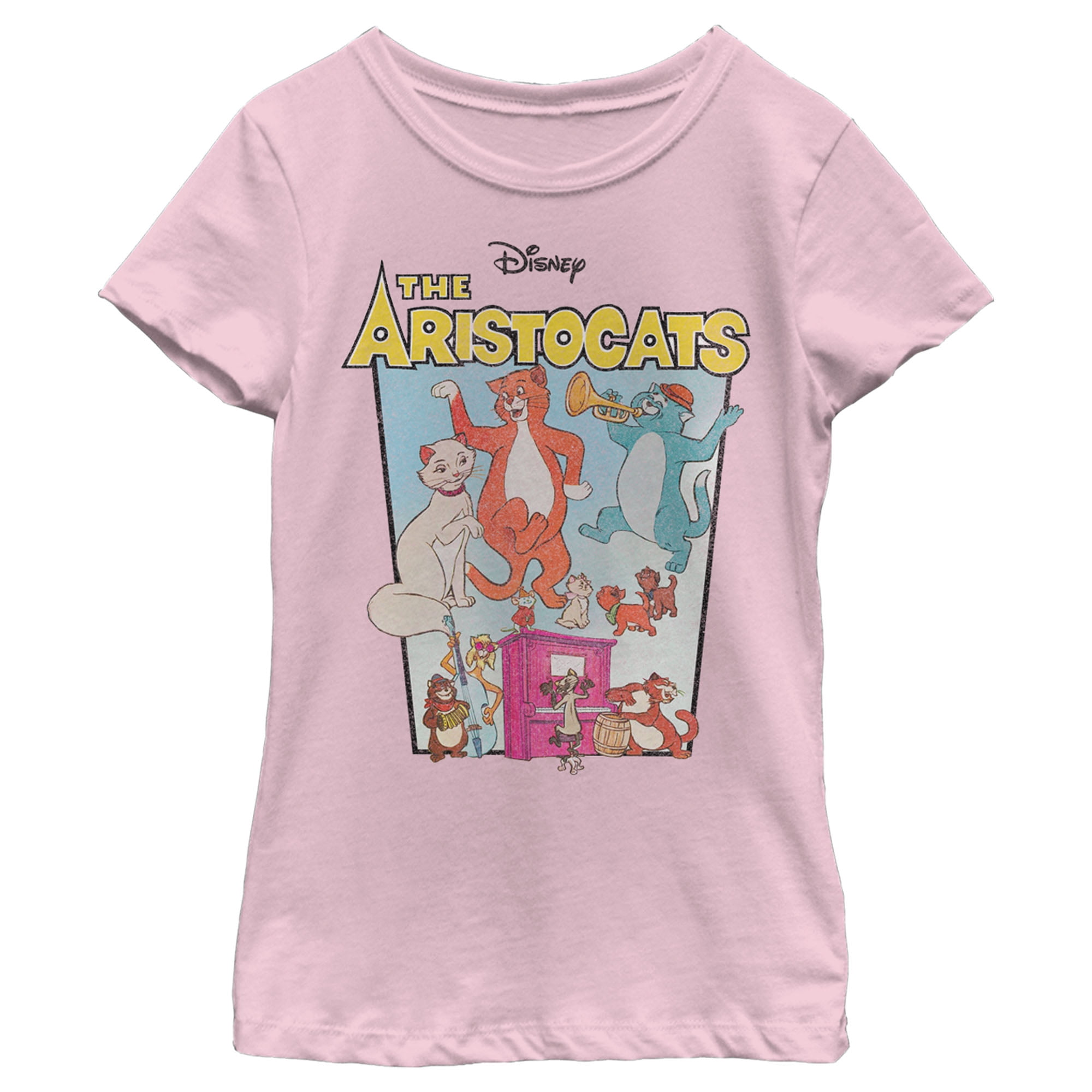 Girl's Aristocats Retro Crew Poster Graphic Tee Light Pink Small ...