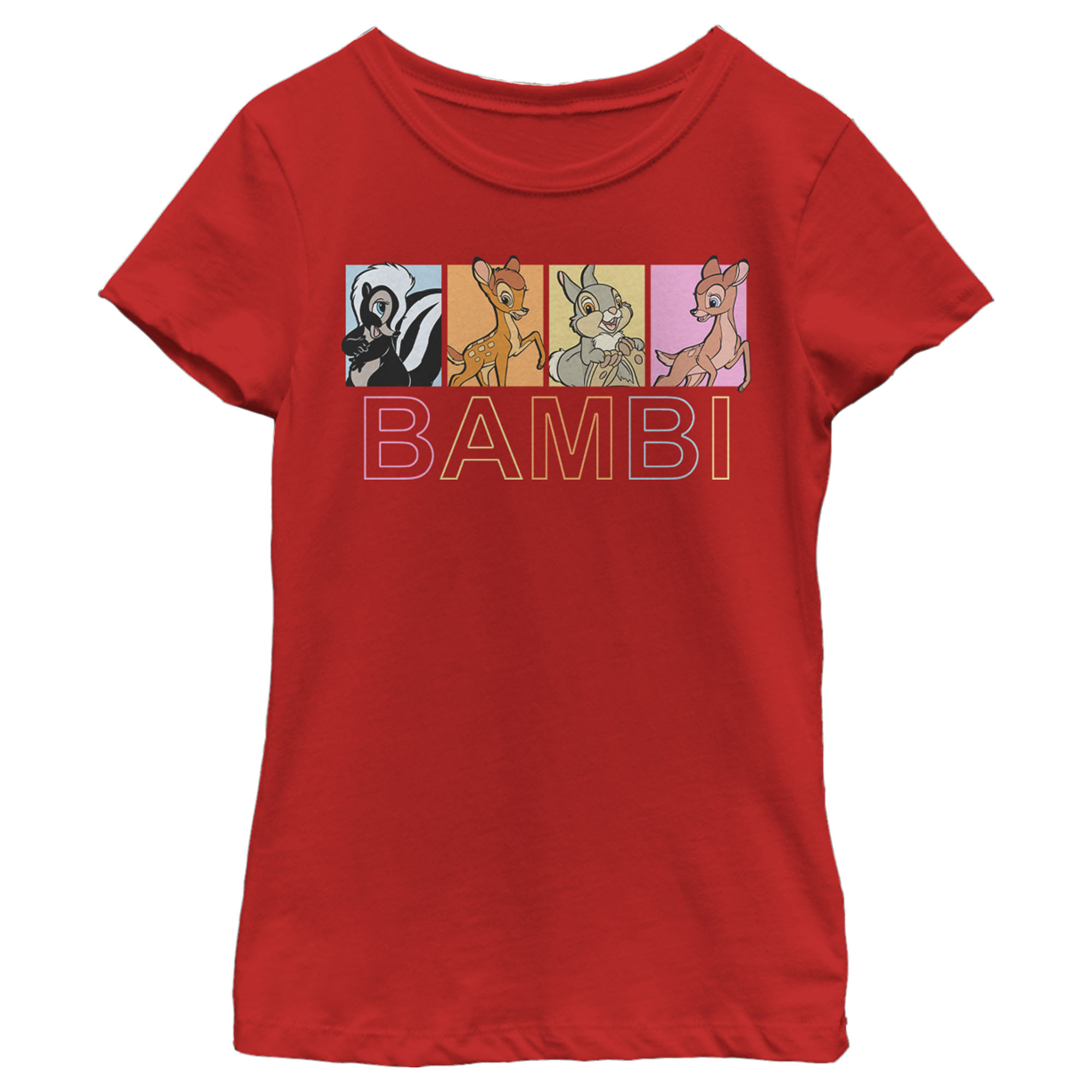 Girl's Bambi Faline, Thumper & Flower Character Boxes Graphic Tee Red Large - Walmart.com