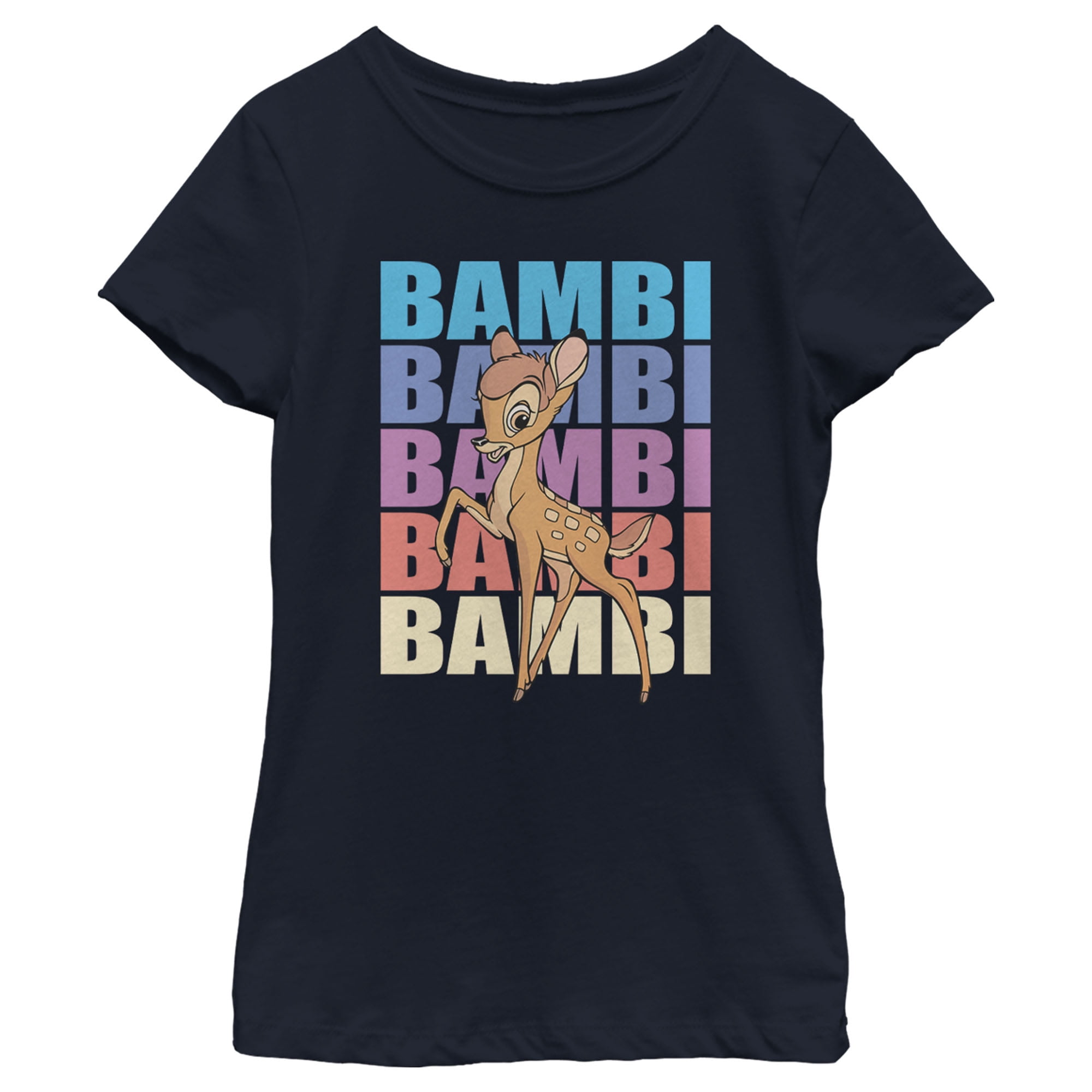 Girl's Bambi Name Stack Pose Graphic Tee Navy Blue Medium - Walmart.com