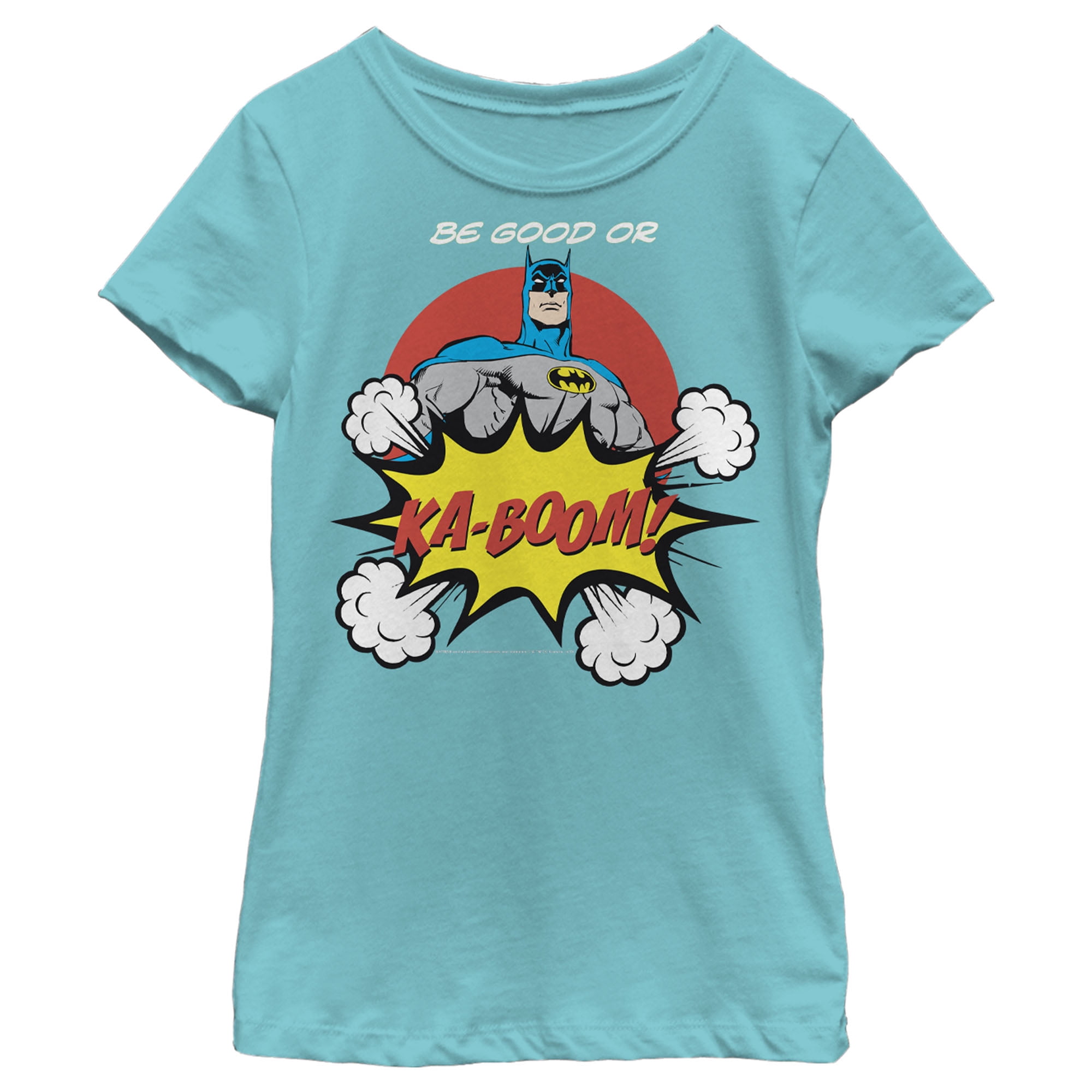 Girl's Batman Be Good or Kaboom Graphic Tee Tahiti Blue Small - Walmart.com