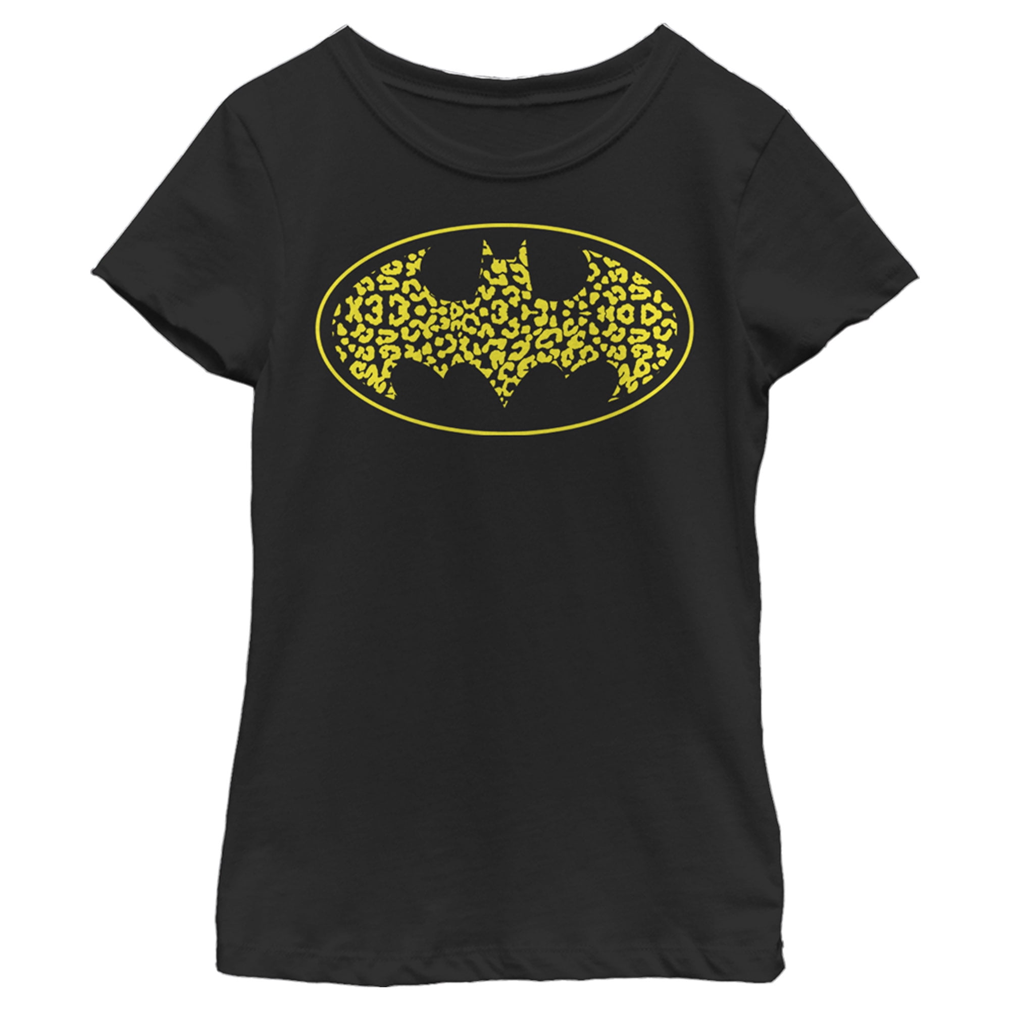 Girl's Batman Cheetah Print Logo Graphic Tee Black X Large - Walmart.com